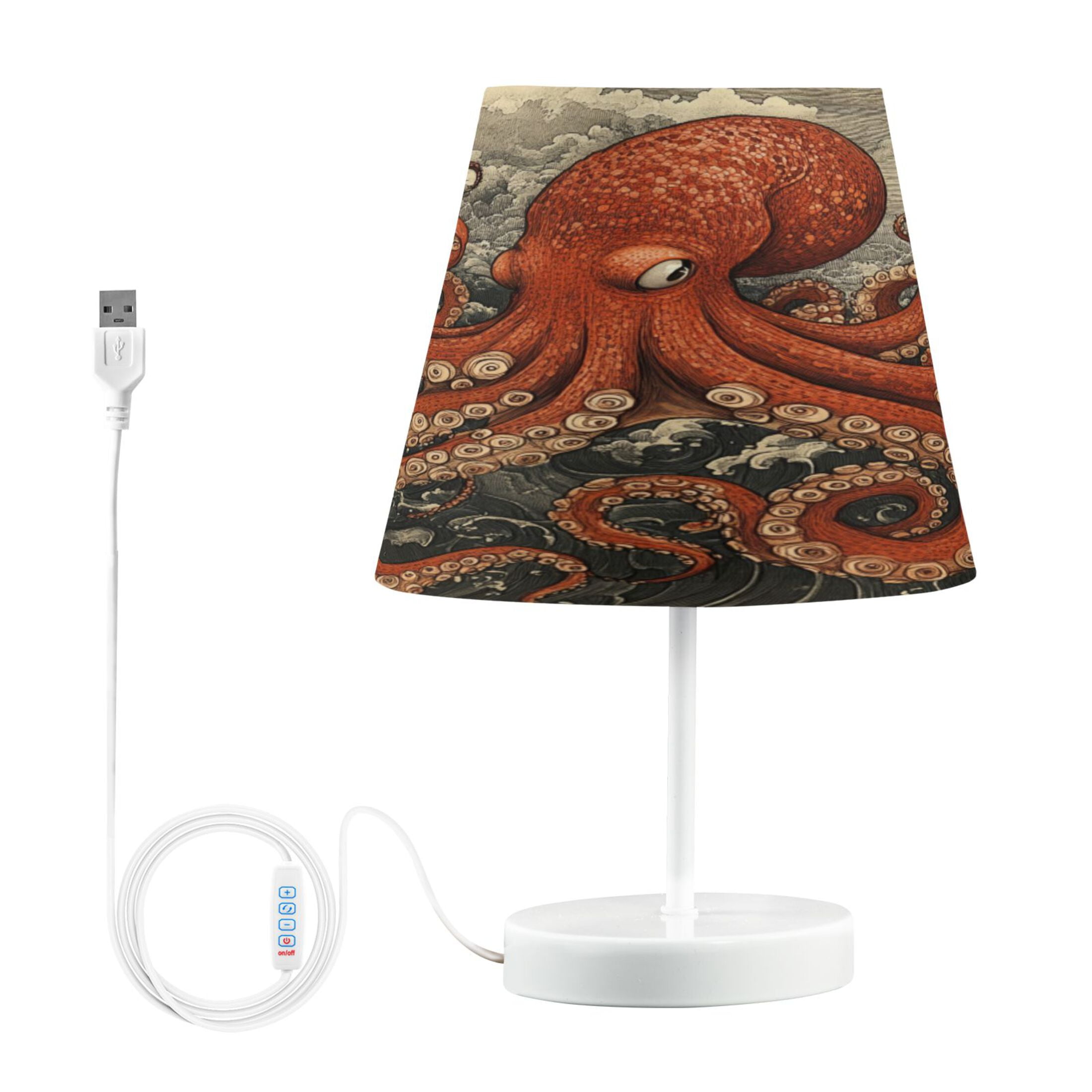 WOBOGO Giant Octopus Table Lamps Bedroom 3-Speed Dimmable Farm Style ...