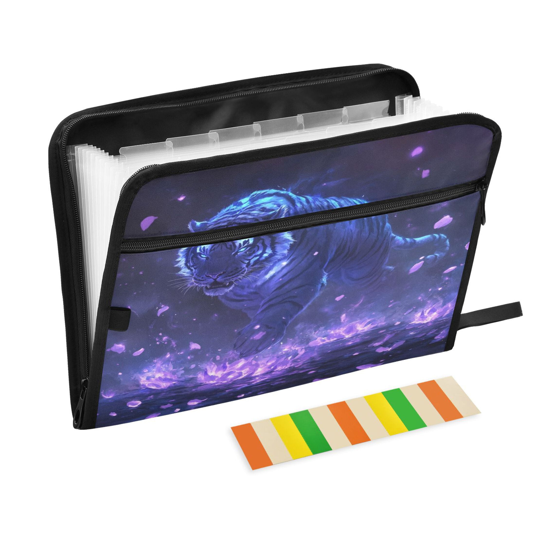 WOBOGO Giant Tiger Purple Pattern Expanding File Folder Letter Size ...