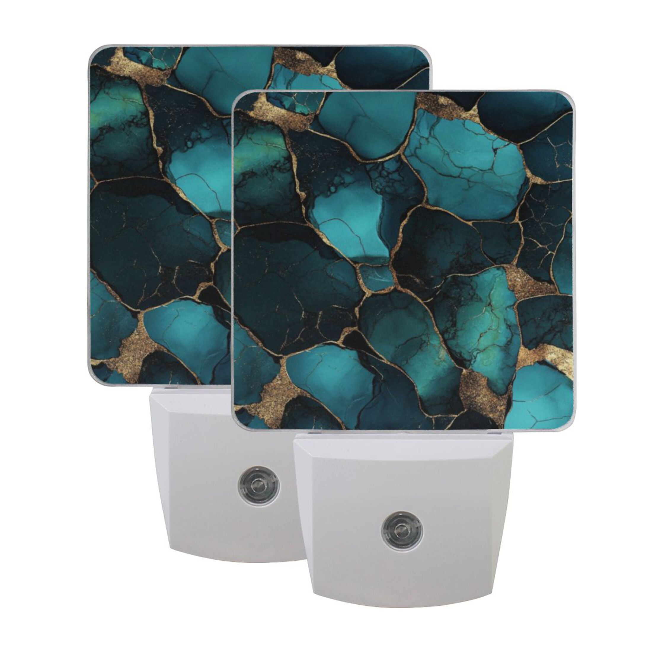 WOBOGO Gild Dark Green Marble LED Night Light 2 Pcs Set 0.5 Watt Wall ...