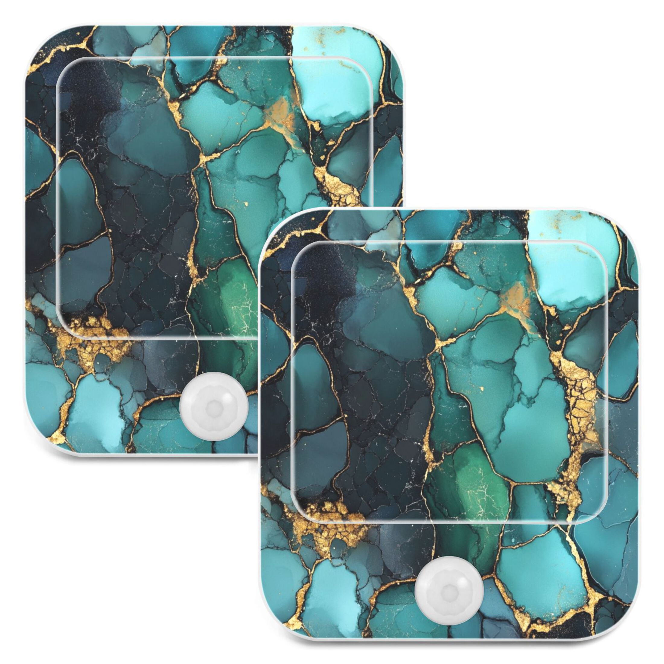 WOBOGO Gild Dark Green Marbles Night Light Lamp with Smart Sensor Dusk ...