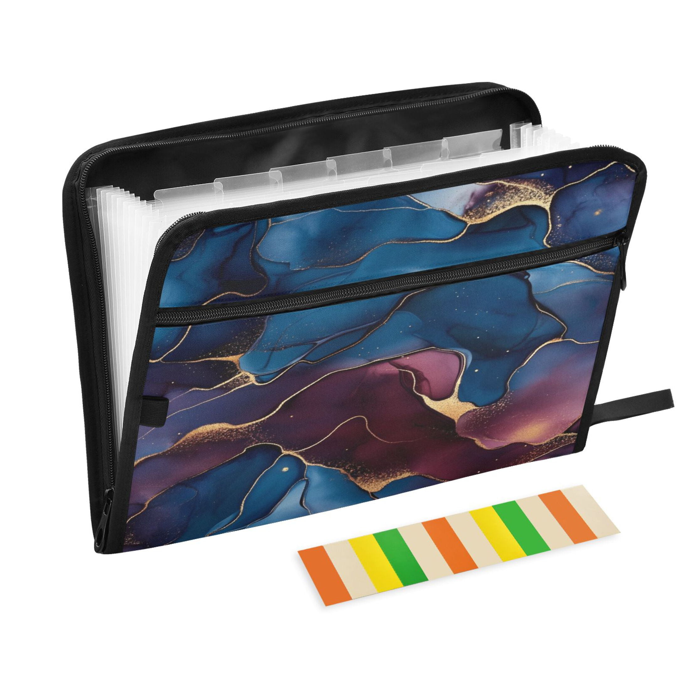 WOBOGO Gilt Blue Pattern Expanding File Folder Letter Size Accordion ...