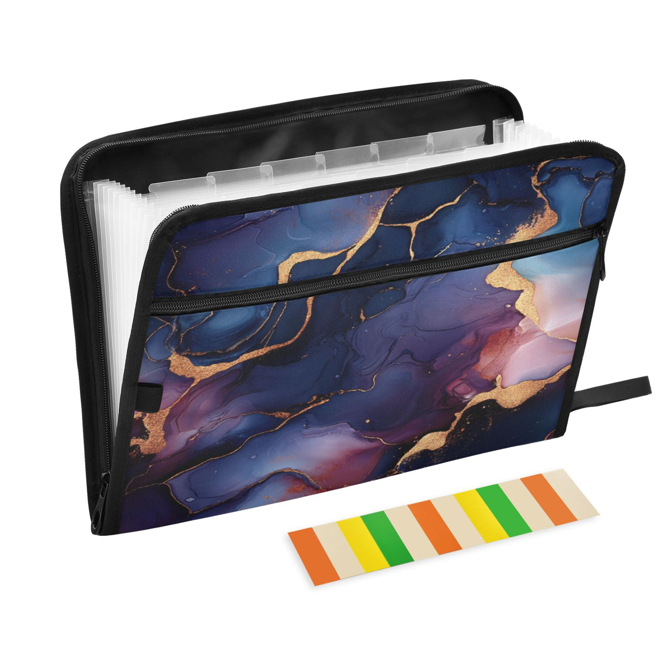 WOBOGO Gilt Blue Patterns Expanding File Folder Letter Size Accordion ...