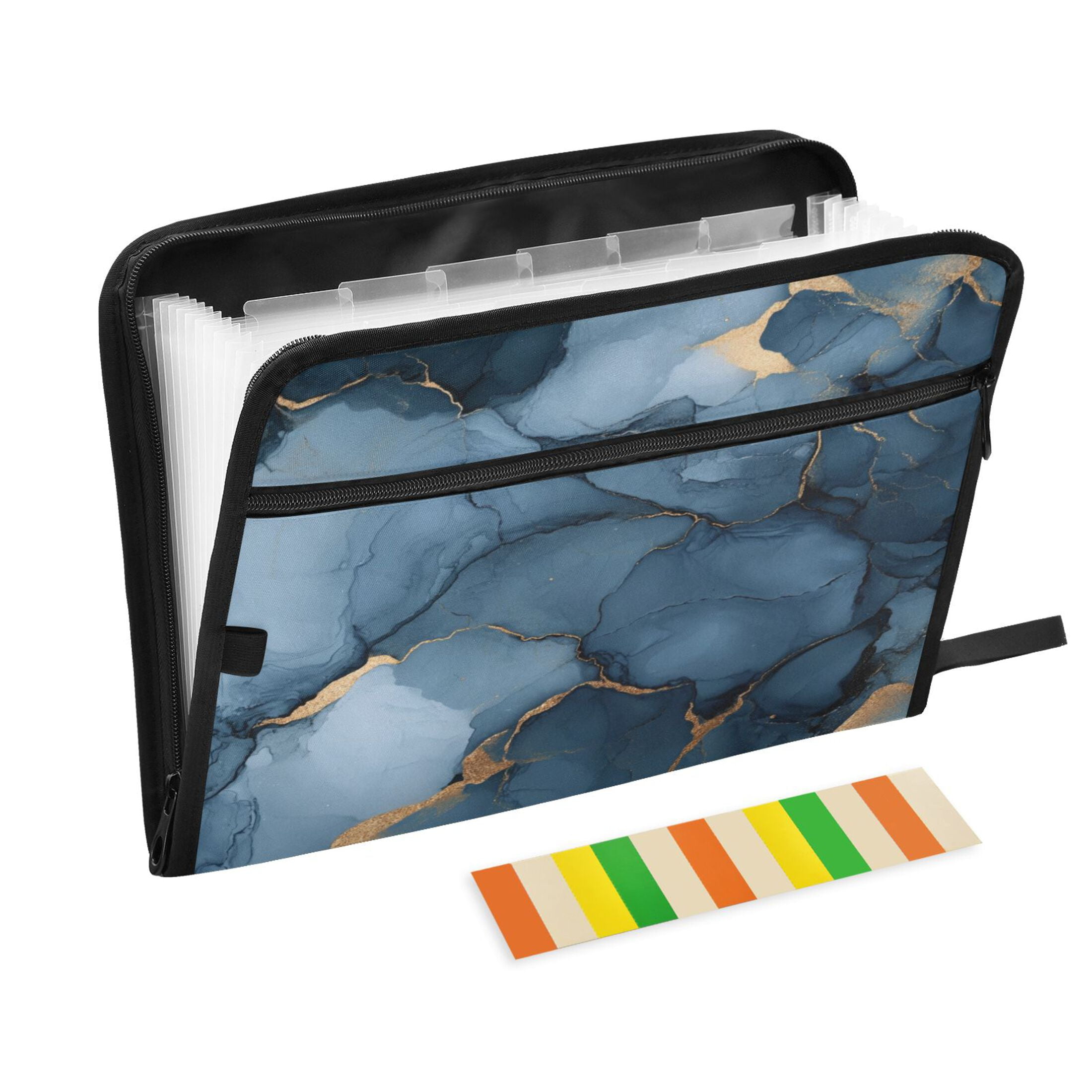 WOBOGO Gilt Dark Blue Patterns Expanding File Folder Letter Size ...