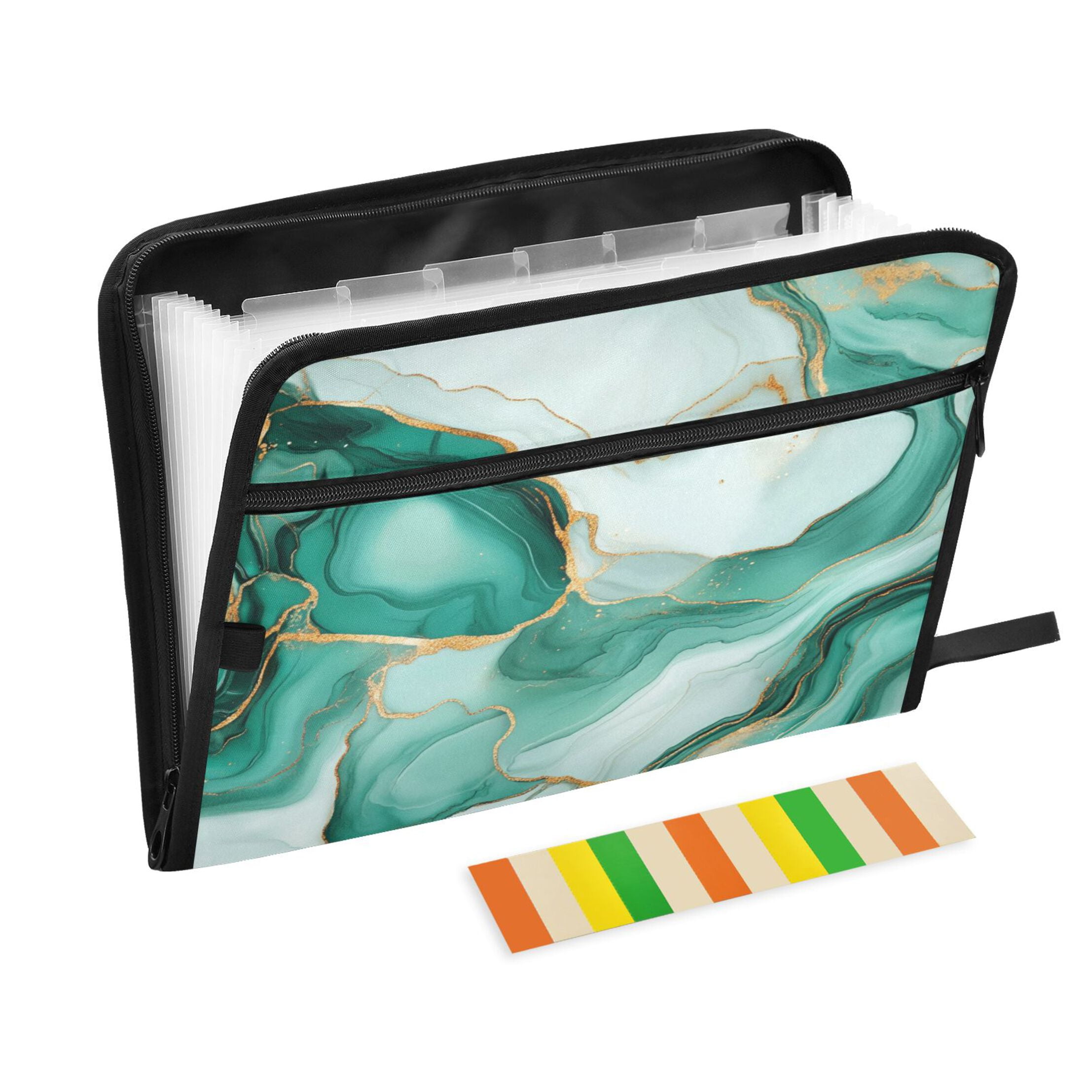 WOBOGO Gilt Green Marbles Expanding File Folder Letter Size Accordion ...