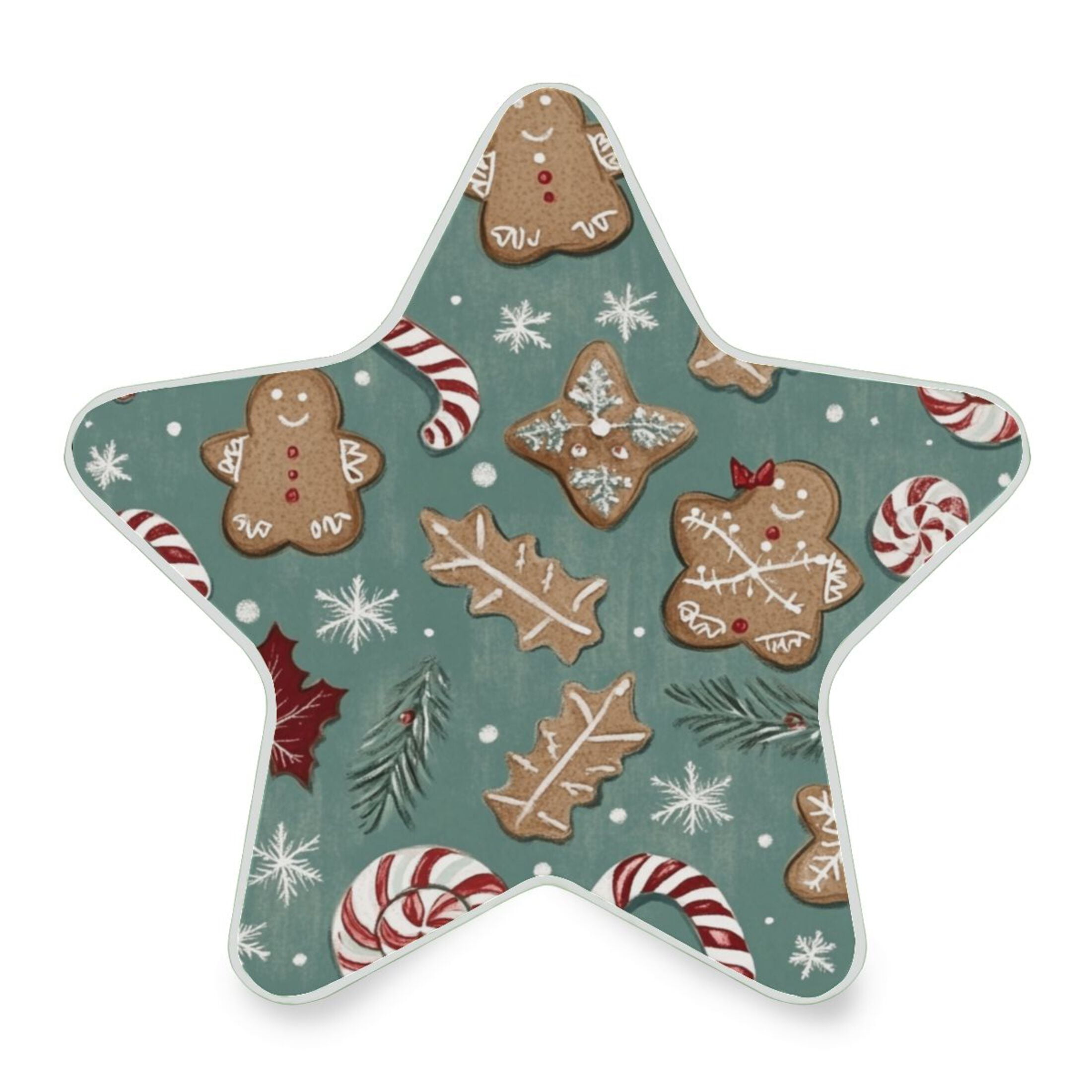 WOBOGO Gingerbread Cookies Candy Canes Pattern LED Star Night Light 0.2 ...