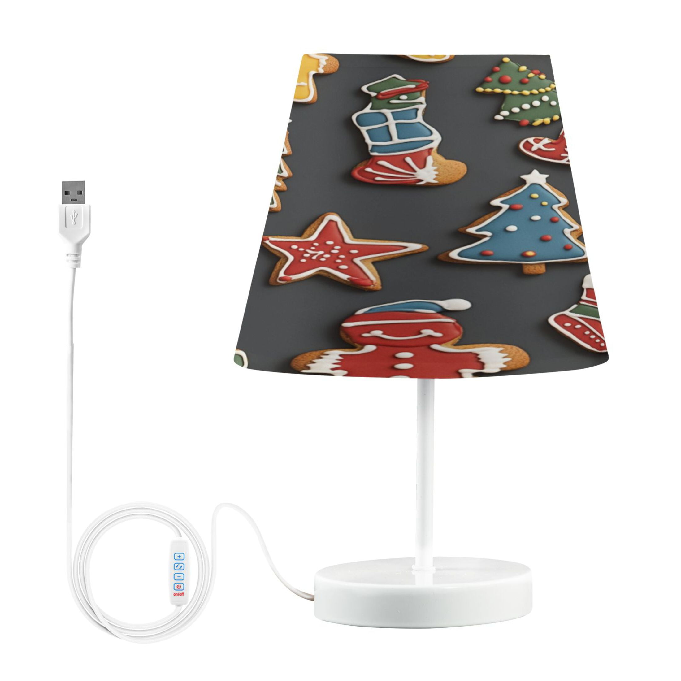 WOBOGO Gingerbread Man and Candy Table Lamps Bedroom 3-Speed Dimmable ...