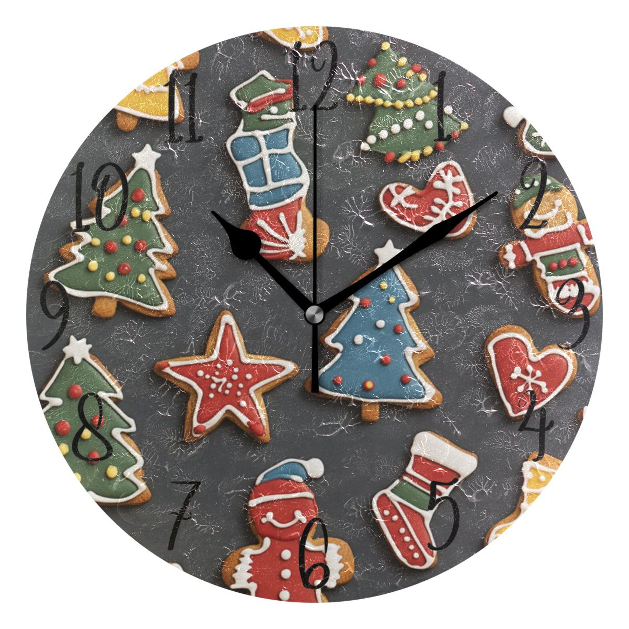 WOBOGO Gingerbread Man and Candy Wall Clock 10in Silent Mechanism ...
