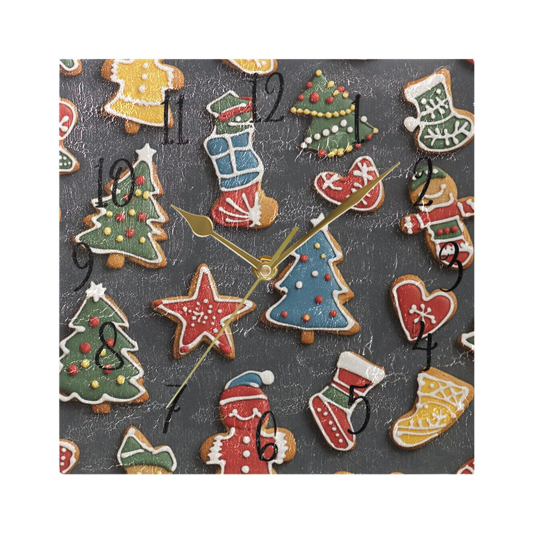WOBOGO Gingerbread Man and Candy Wall Clock 7.78 Inch Battery Operated ...