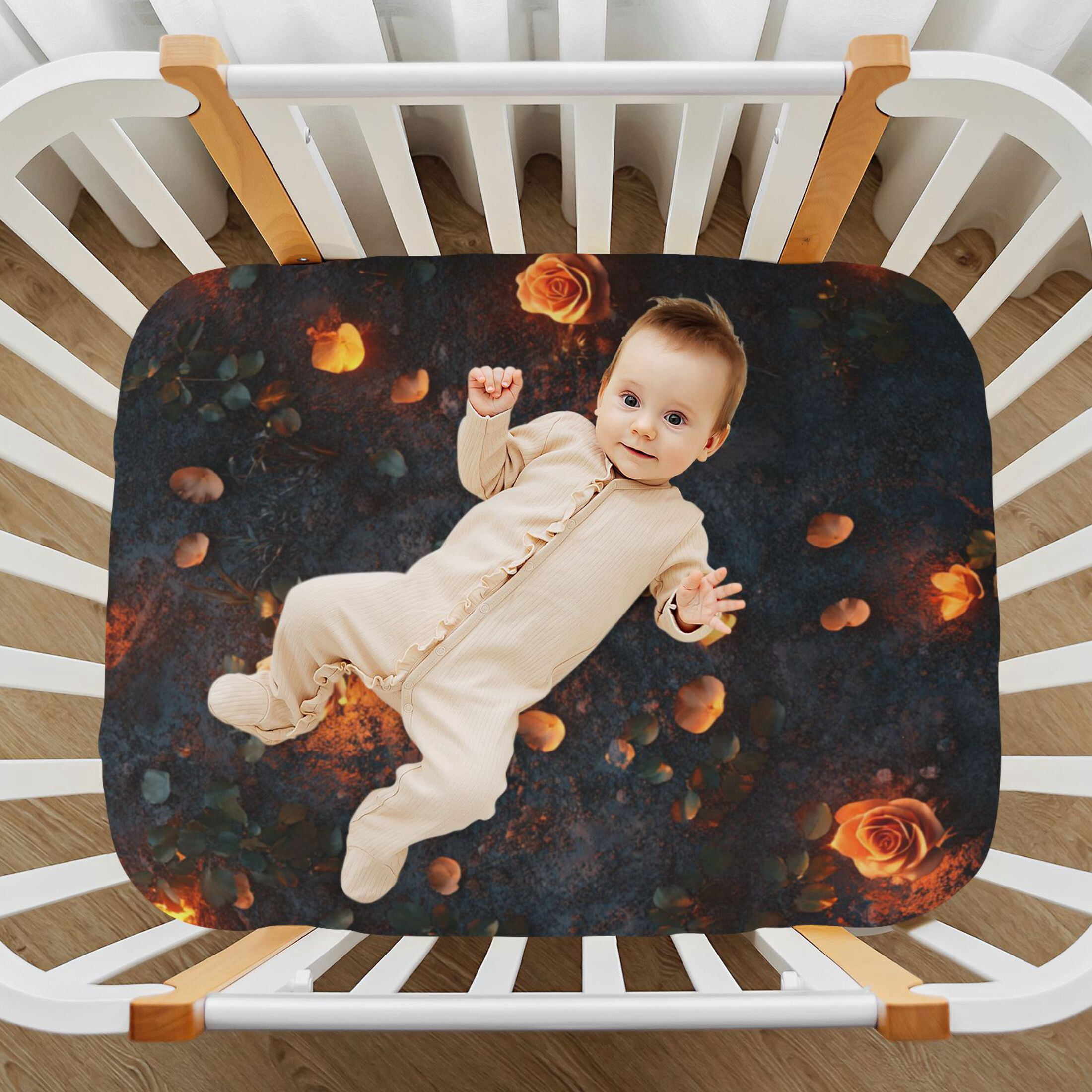 WOBOGO Glowing Roses Baby Crib Sheets Super Soft Microfiber Playard ...