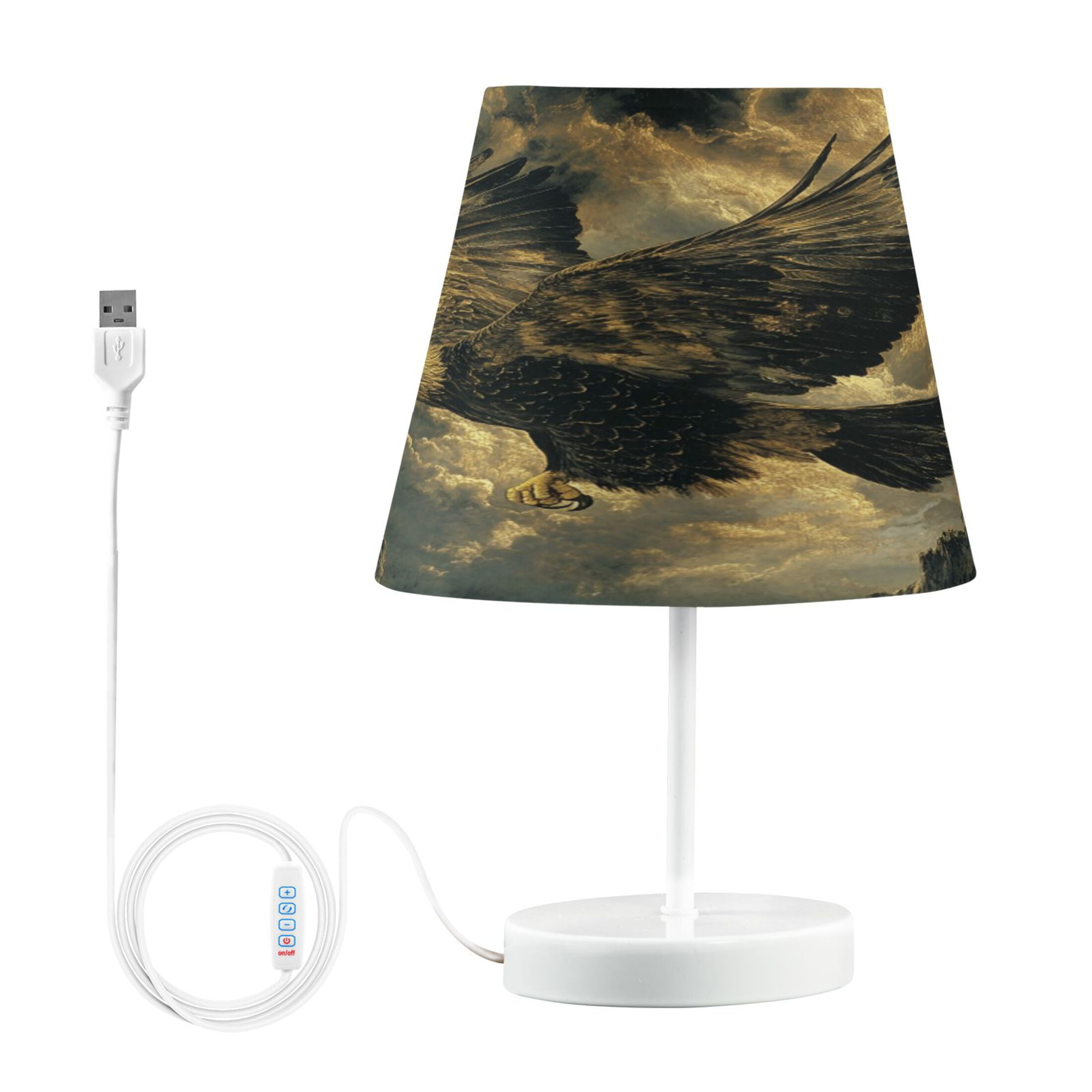 WOBOGO Golden Eagle Table Lamps Bedroom 3-Speed Dimmable Farm Style ...