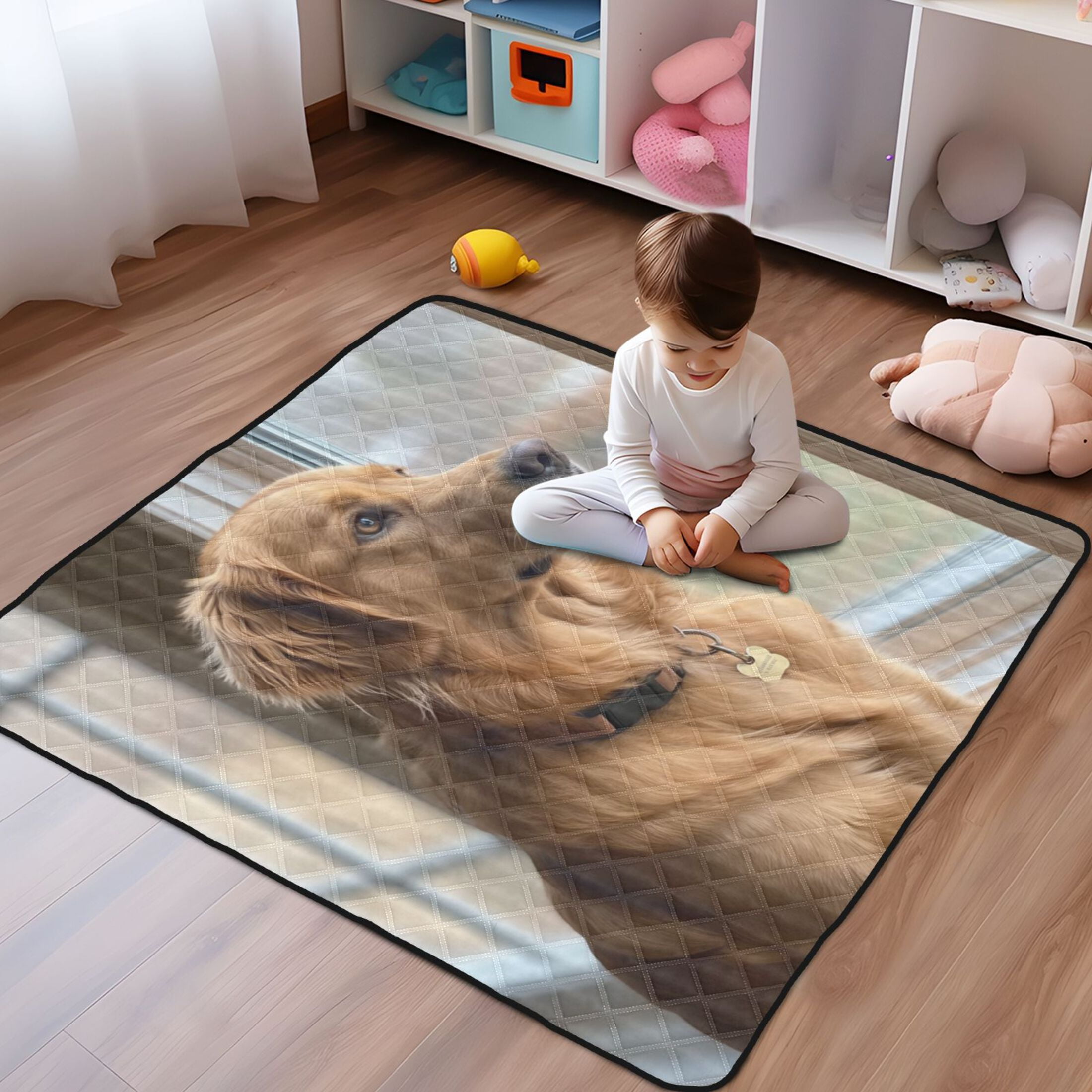 WOBOGO Golden Retriever Baby Playmats Extra Large Waterproof Rollable ...