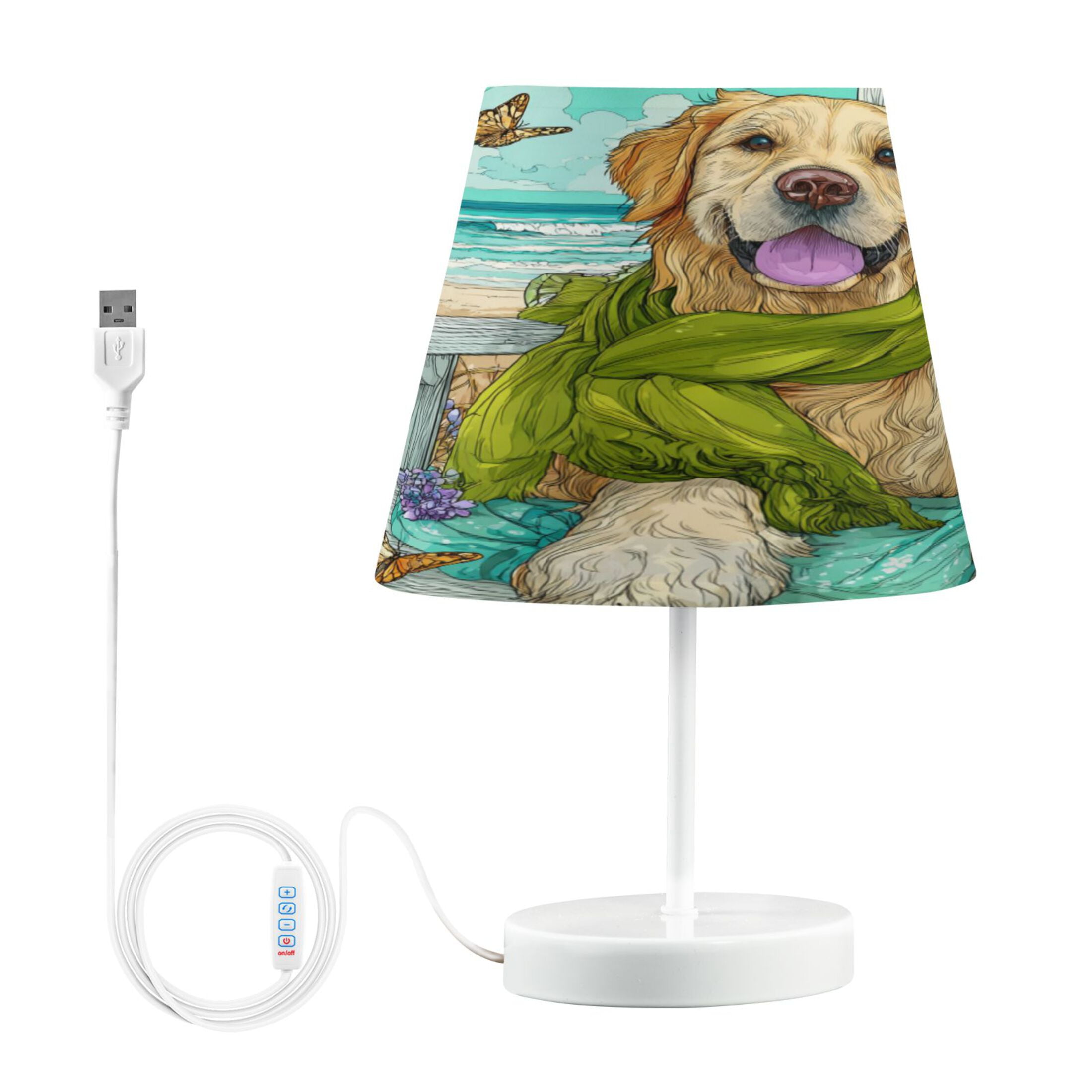 WOBOGO Golden Retriever Table Lamps Bedroom 3-Speed Dimmable Farm Style ...