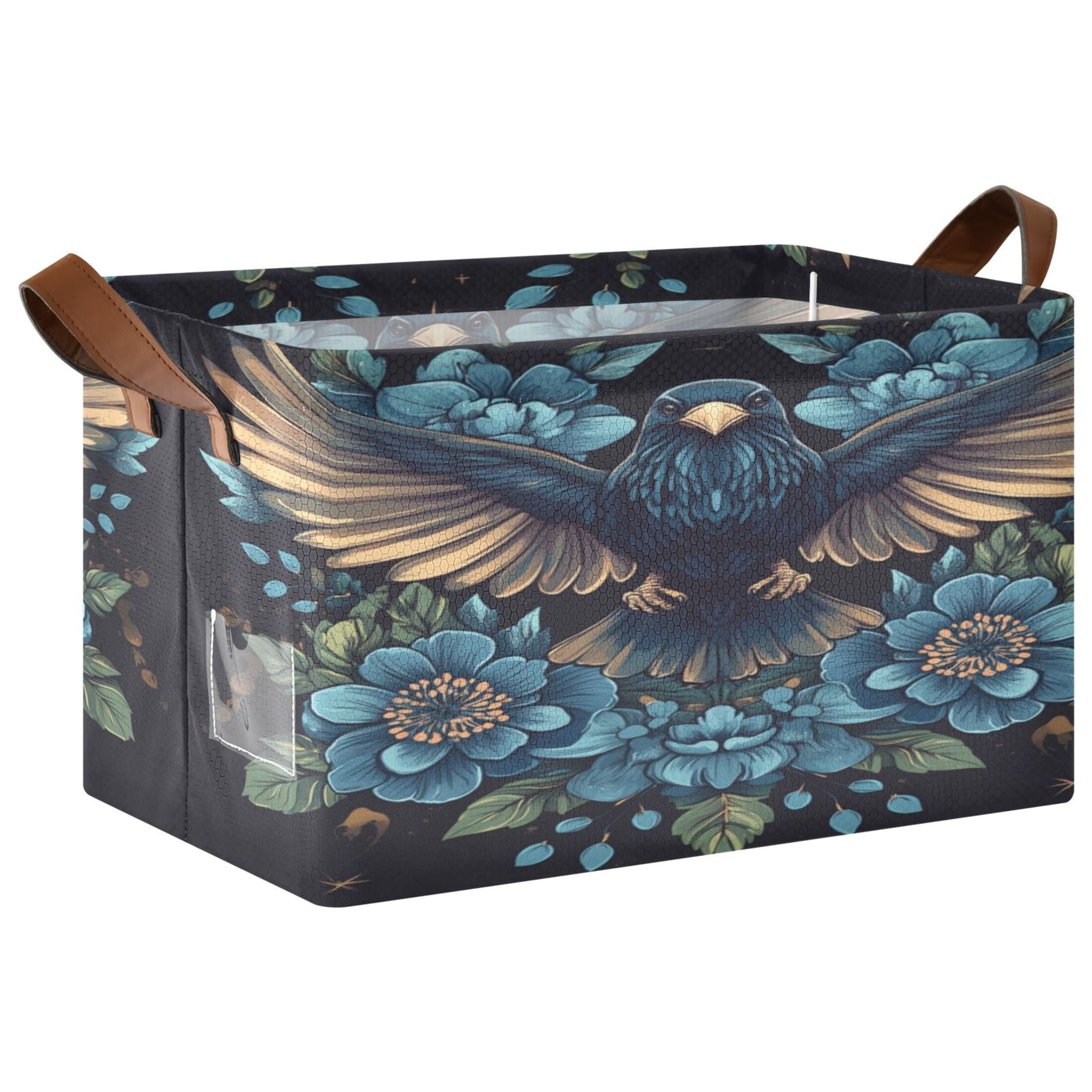 WOBOGO Golden Winged Crow Pattern Storage Basket 16.9×11.4×10in ...