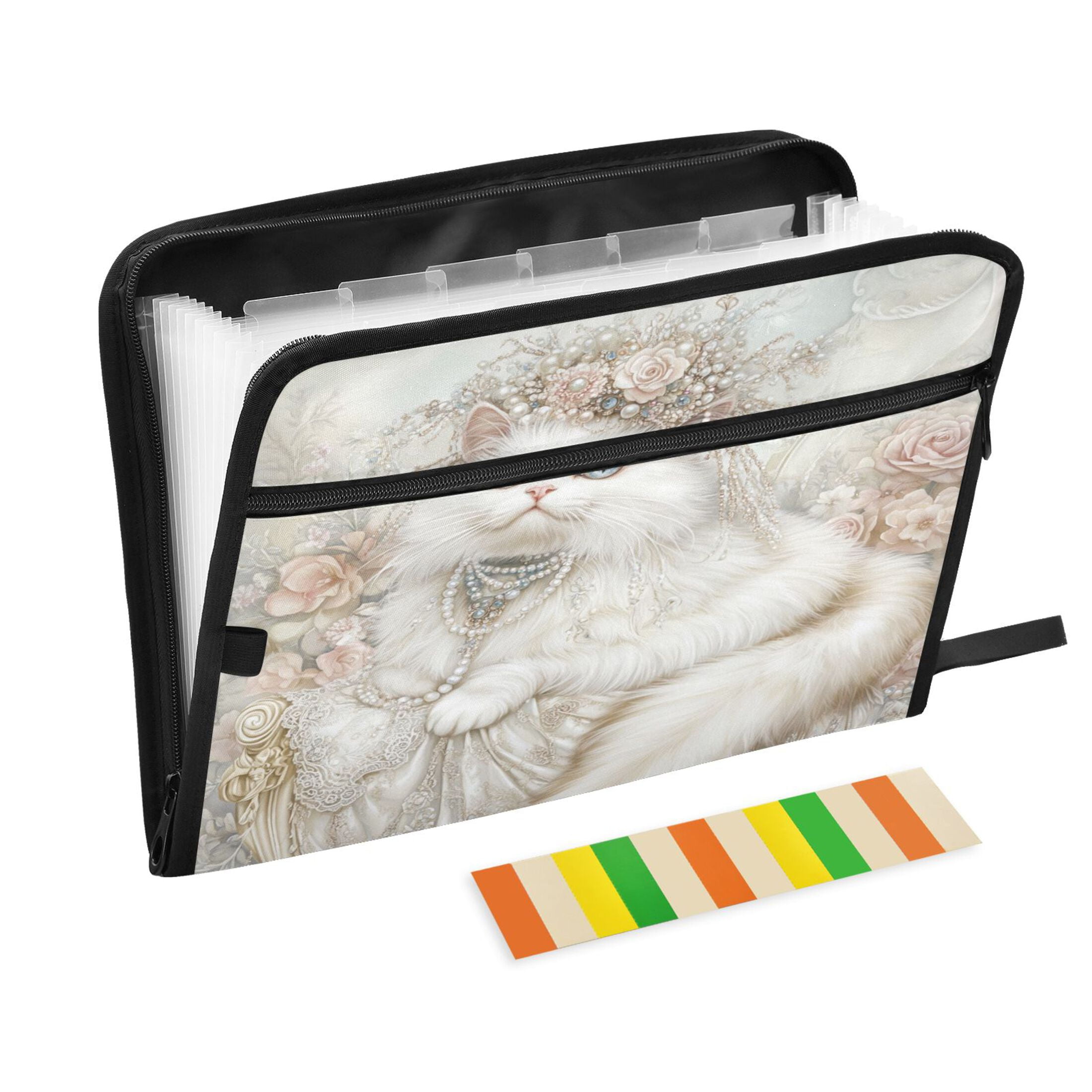 WOBOGO Gorgeous White Cat Expanding File Folder Letter Size Accordion ...