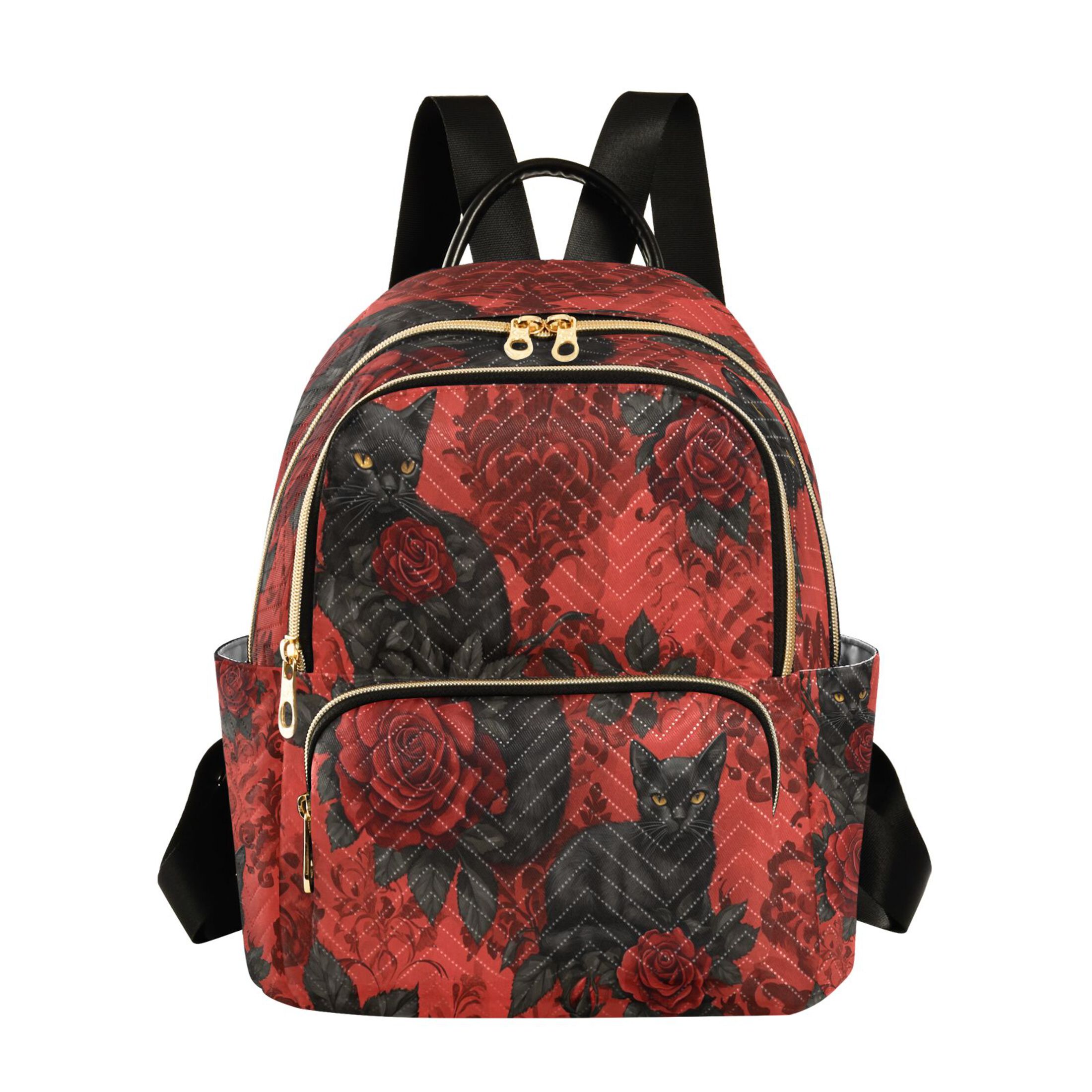 WOBOGO Gothic Roses Black Cats Pattern Butterfly Backpack Durable ...