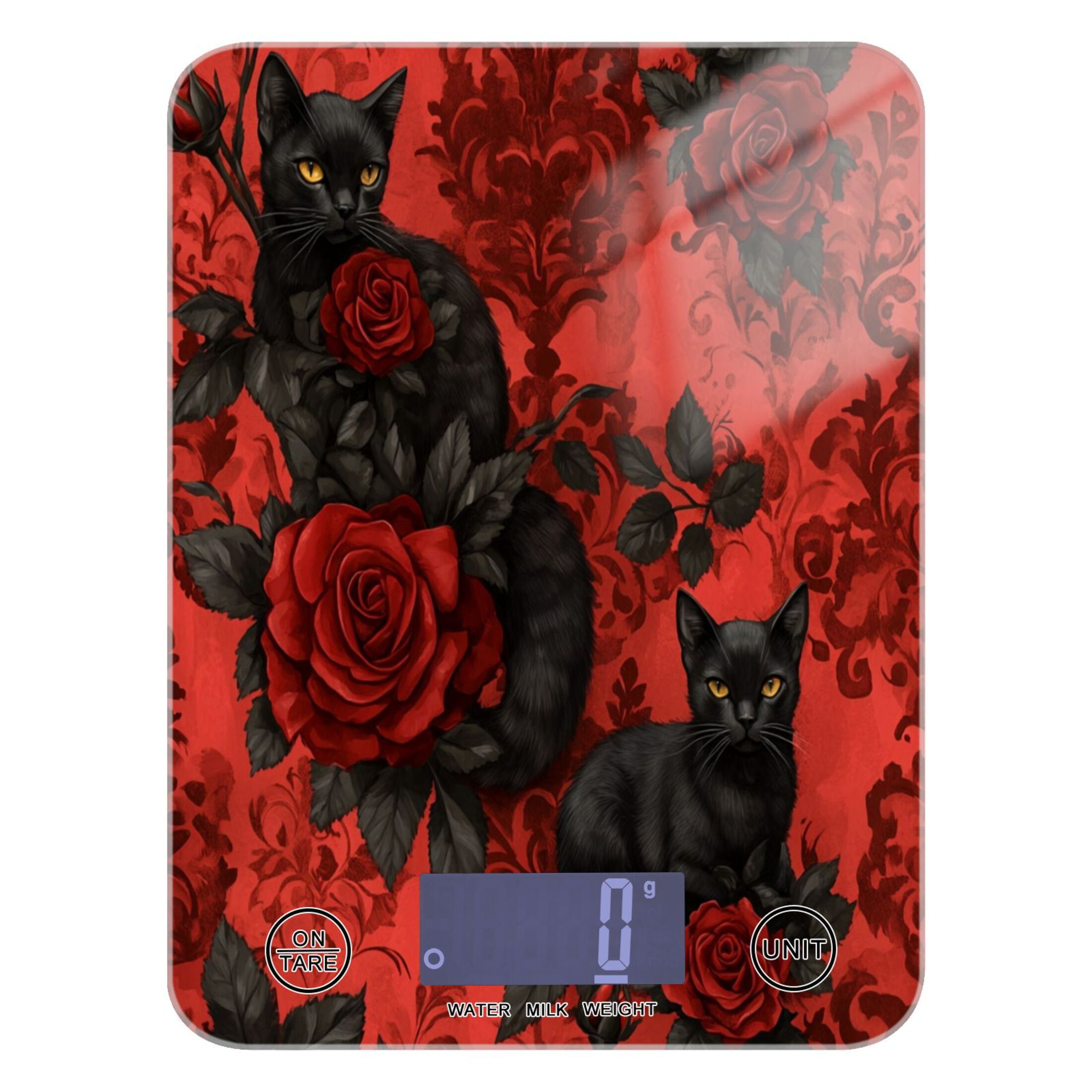 WOBOGO Gothic Roses Black Cats Pattern Kitchen Scale Digital Gram and ...