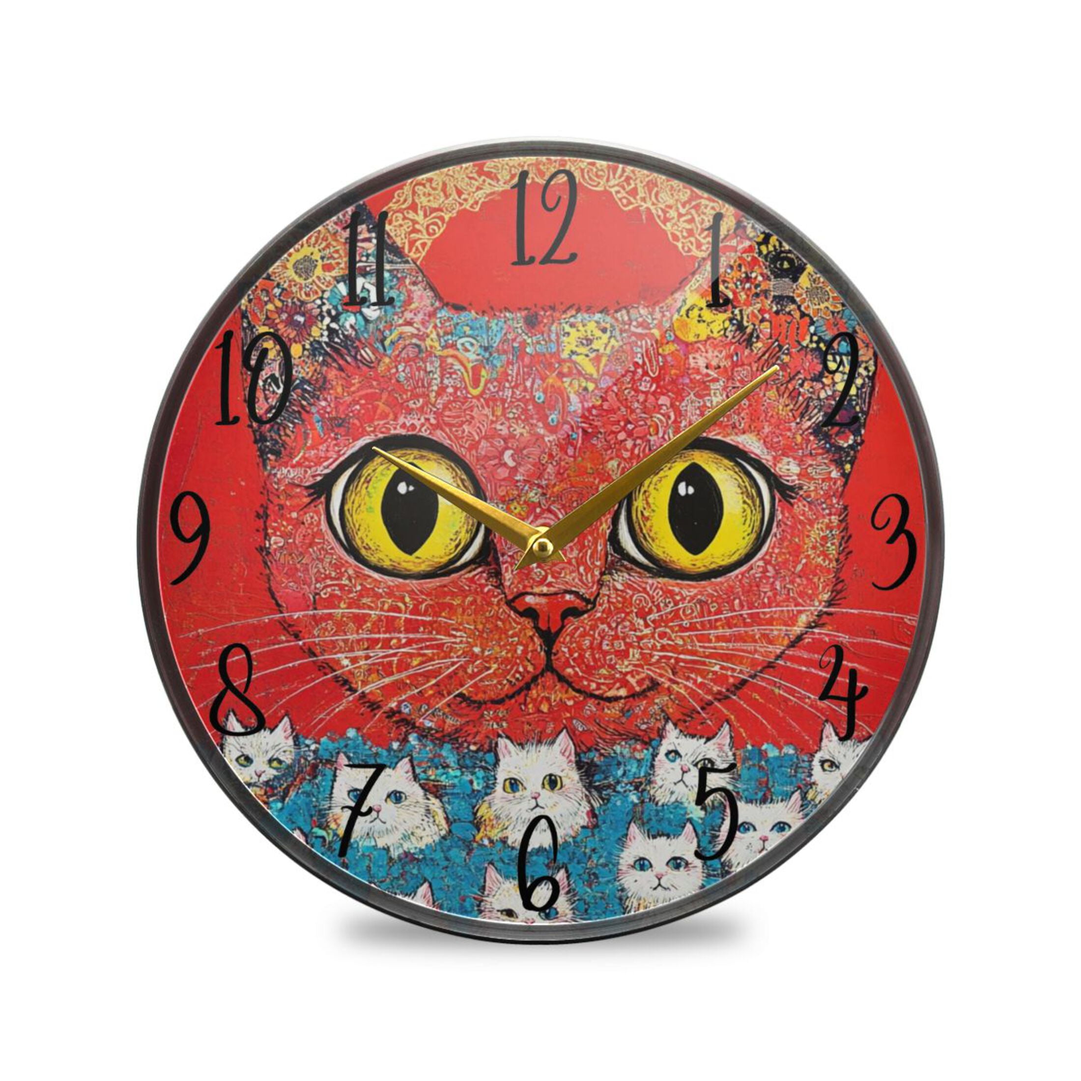 WOBOGO Graffiti Cat Acrylic Wall Clock Battery Operated 9.5in Silent No ...