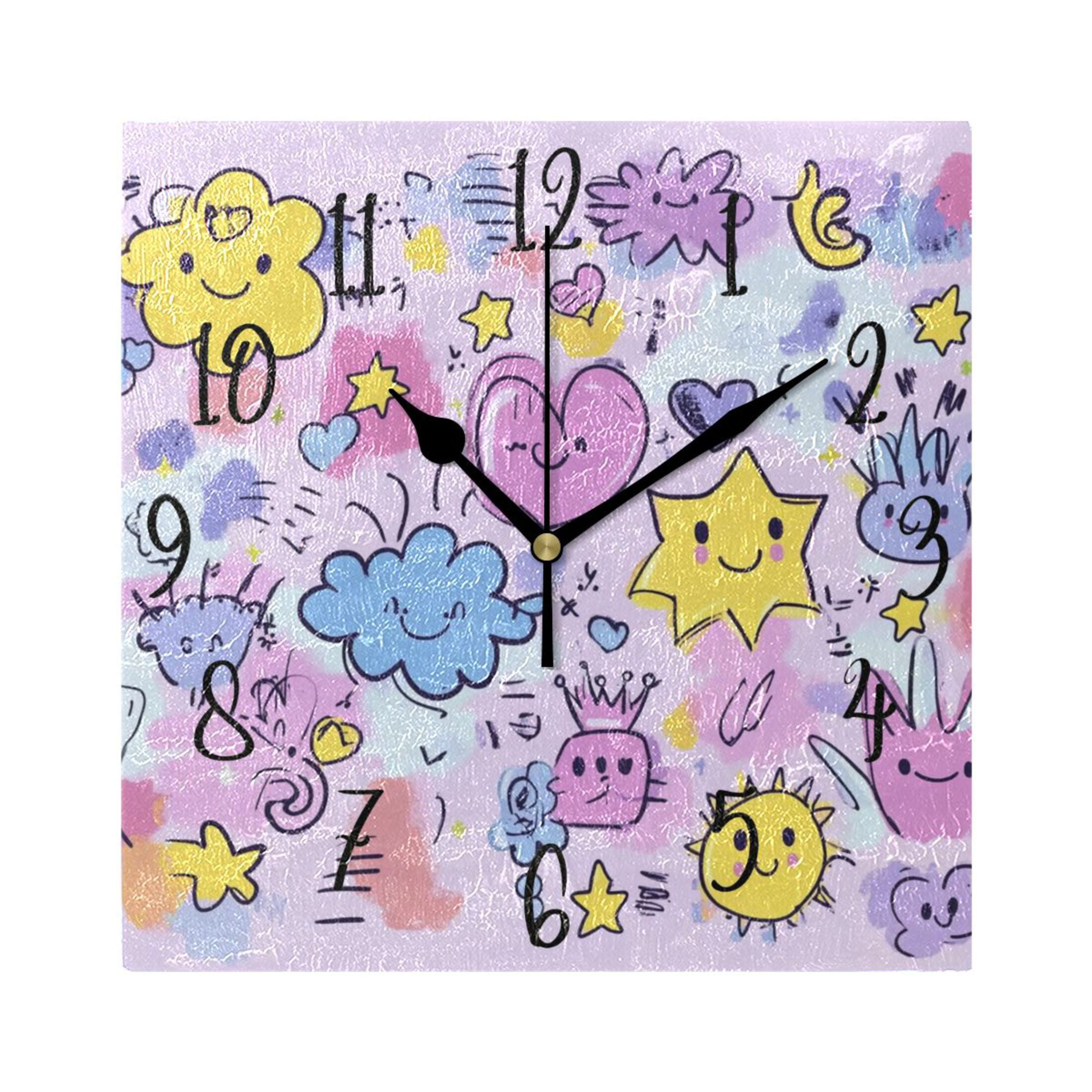 WOBOGO Graffiti Elements Pattern Wall Clock 7.78 Inch Battery Operated ...