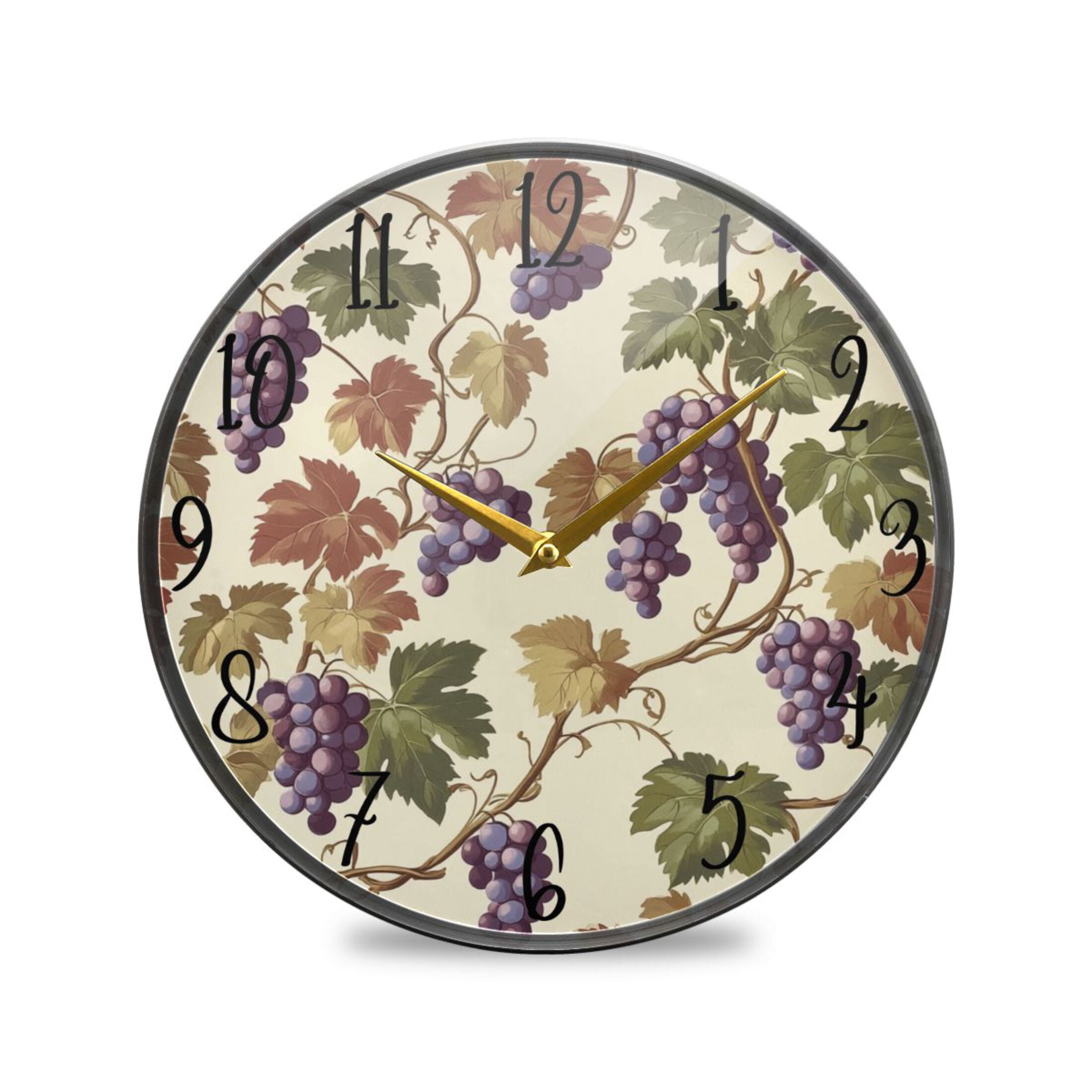 WOBOGO Grape Seamless Picture Acrylic Wall Clock Battery Operated 9.5in ...