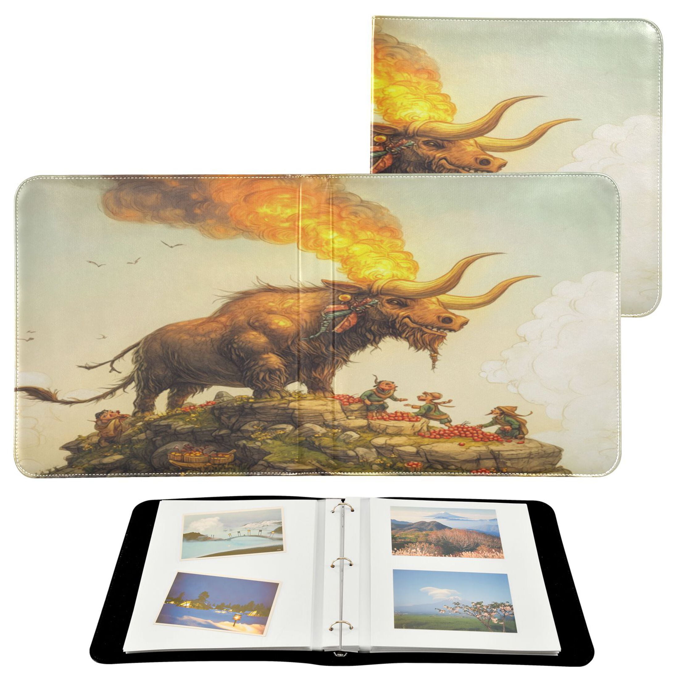 WOBOGO Great Fire Cow Pattern Photo Albums 20 Pages Large Capacity DIY ...