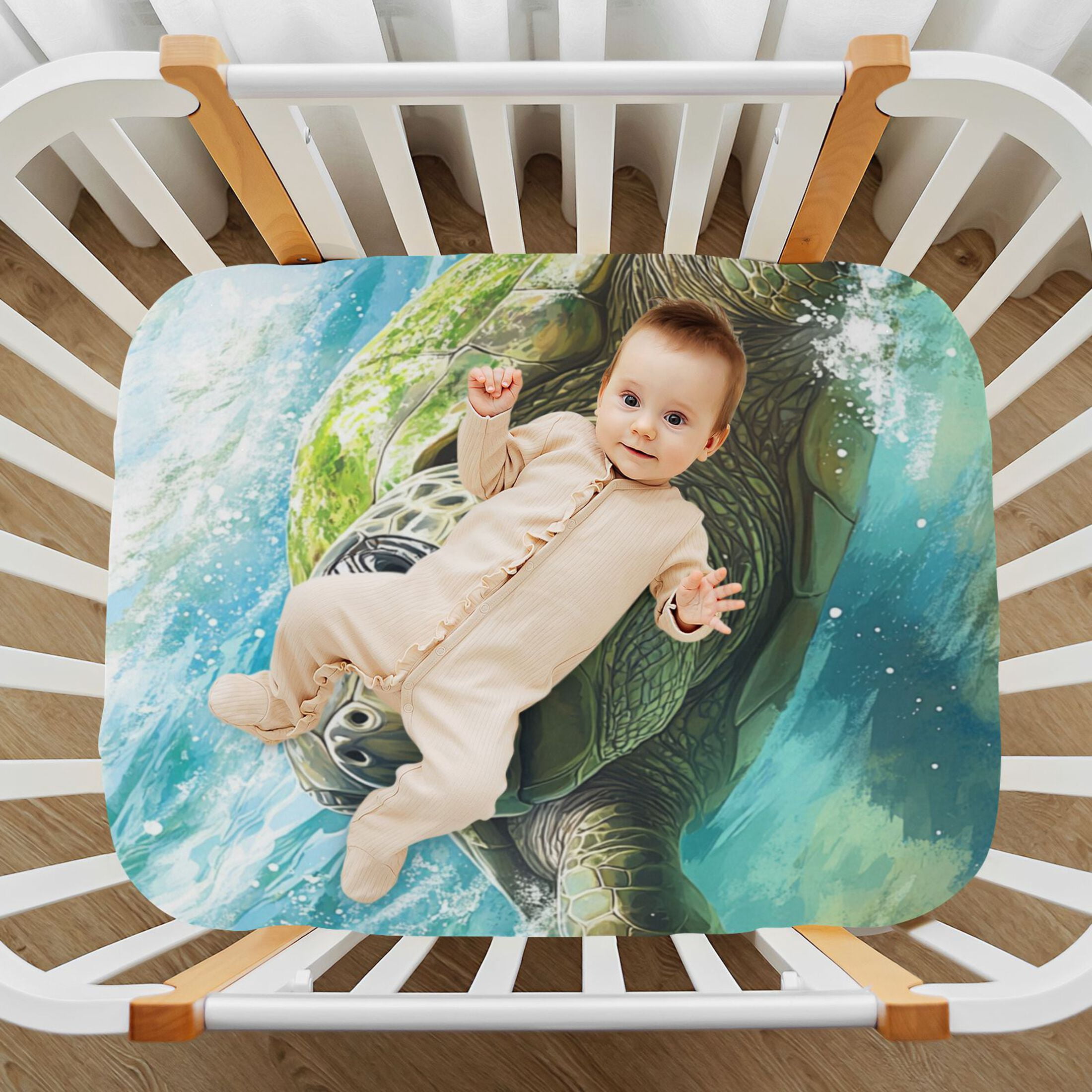 WOBOGO Great Turtle Baby Crib Sheets Super Soft Microfiber Playard ...