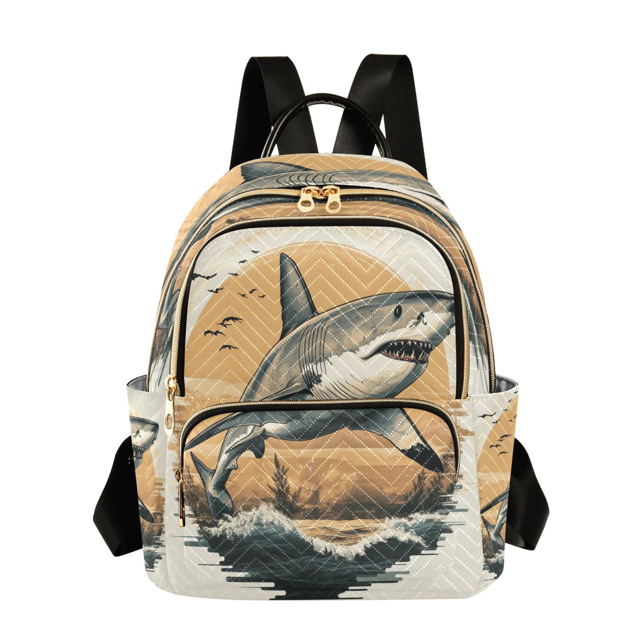 WOBOGO Great White Shark on The Oceans Illustration Butterfly Backpack ...