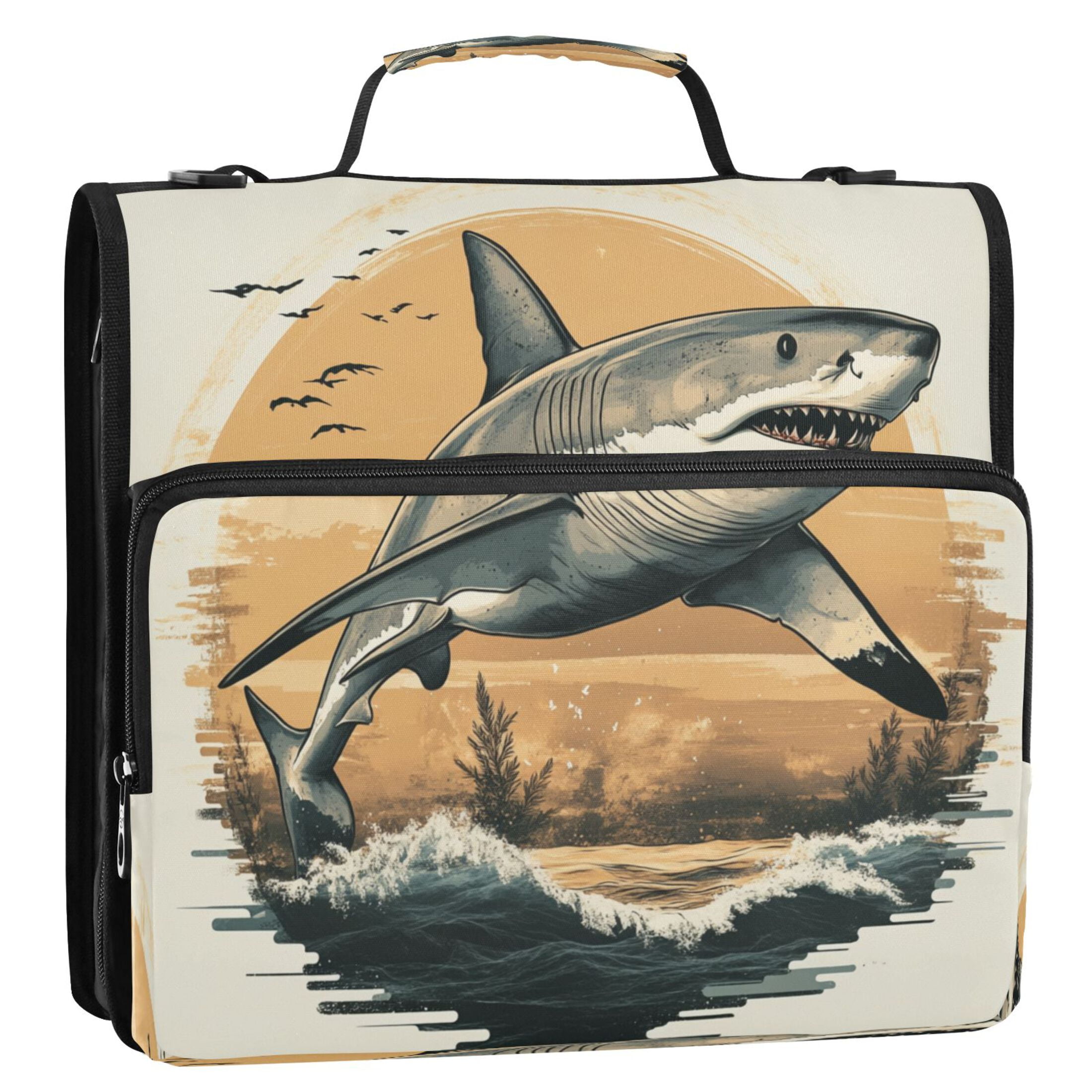 WOBOGO Great White Shark on The Oceans Illustration Ring Binder Bag 1 ...