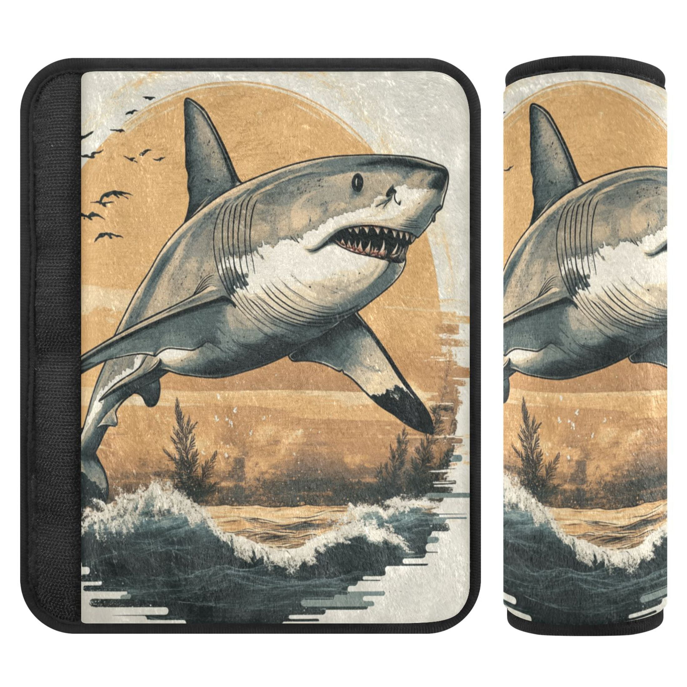 WOBOGO Great White Shark on The Oceans Illustration Seat Belt Cover 2 ...