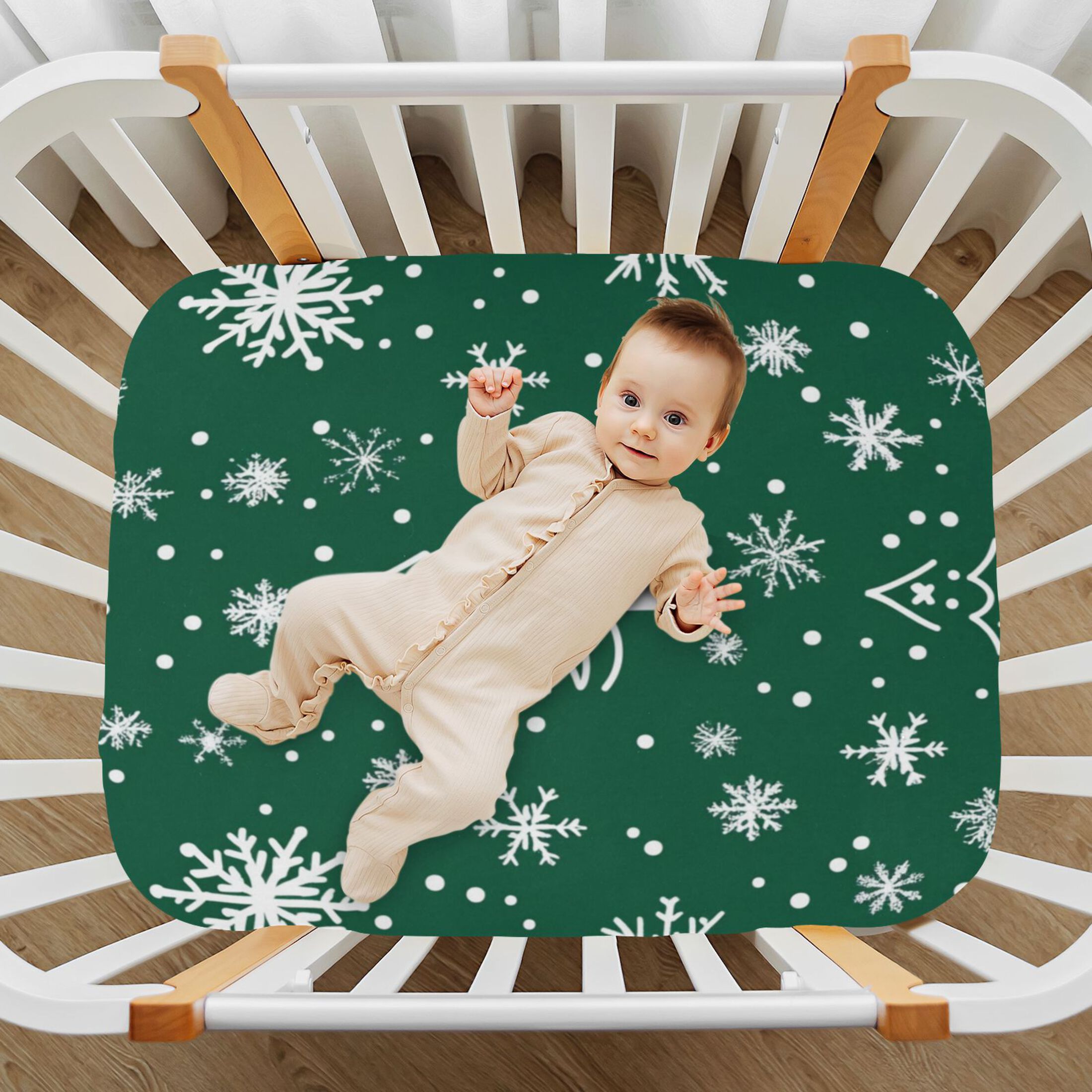 WOBOGO Green Christmas Tree Baby Crib Sheets Super Soft Microfiber ...