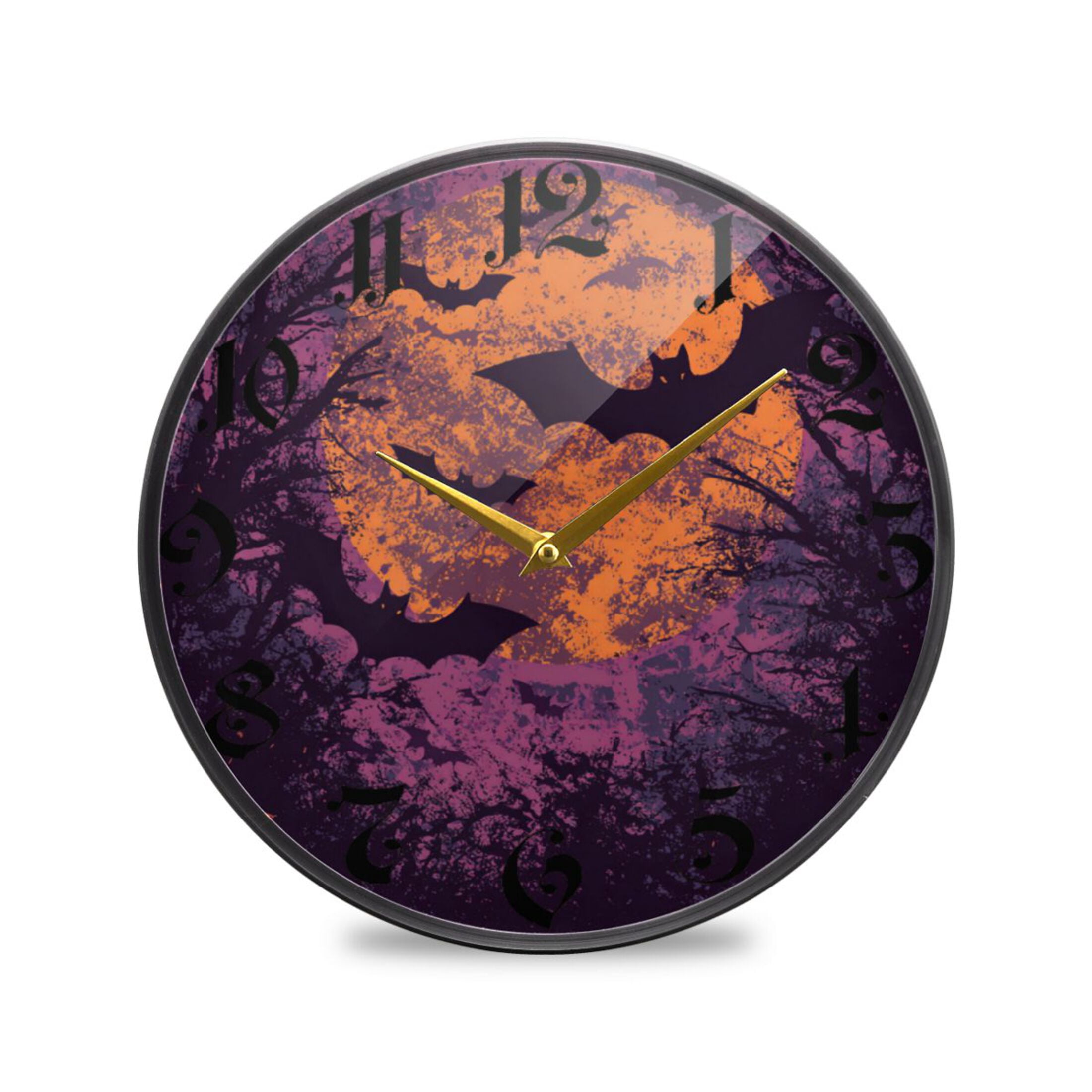WOBOGO Halloween Bats Acrylic Wall Clock Battery Operated 11.9in Silent ...