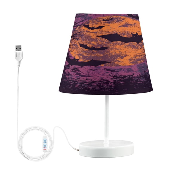 WOBOGO Halloween Bats Table Lamps Bedroom 3-Speed Dimmable Farm Style ...