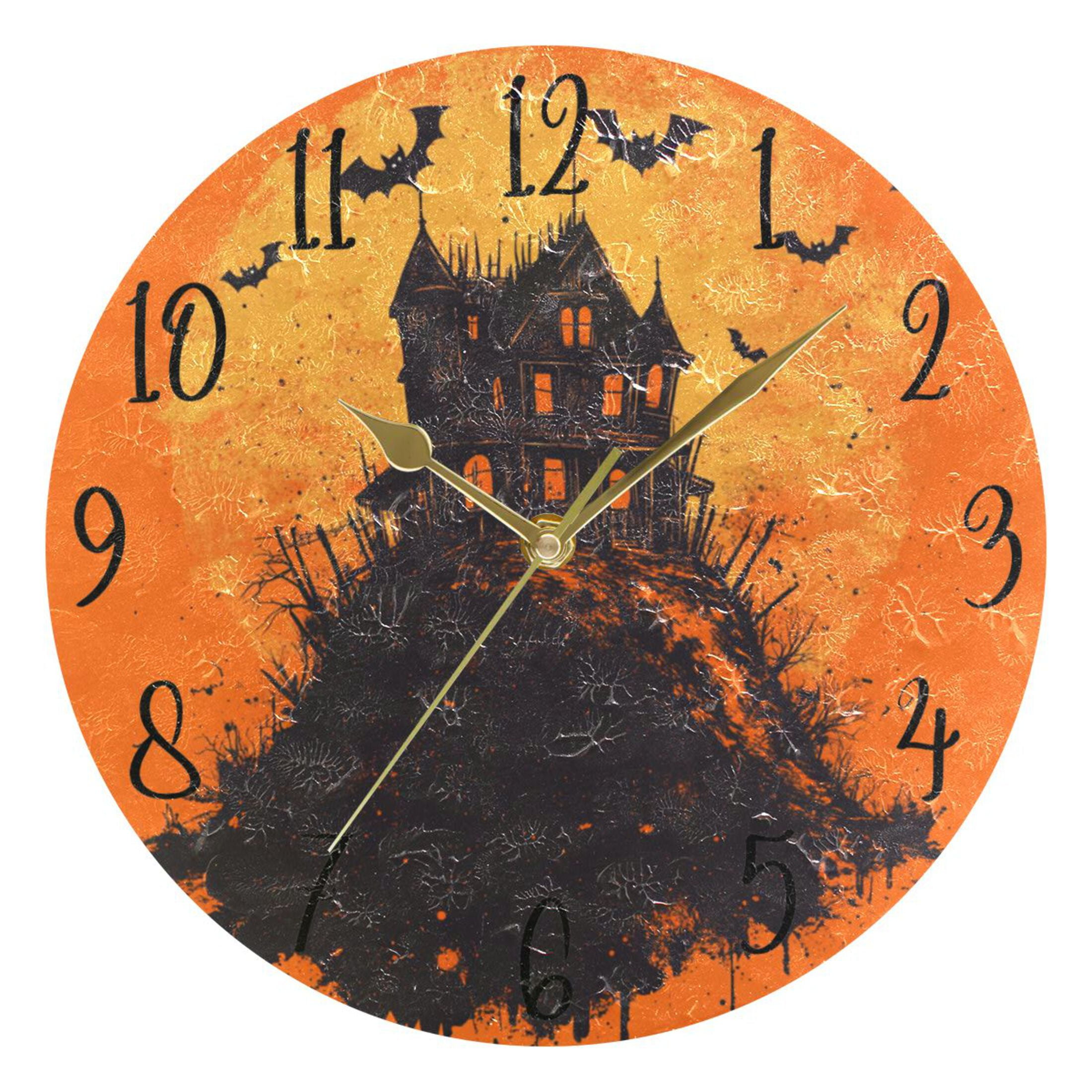 WOBOGO Halloween The Castle Wall Clock 10in Silent Mechanism Battery ...