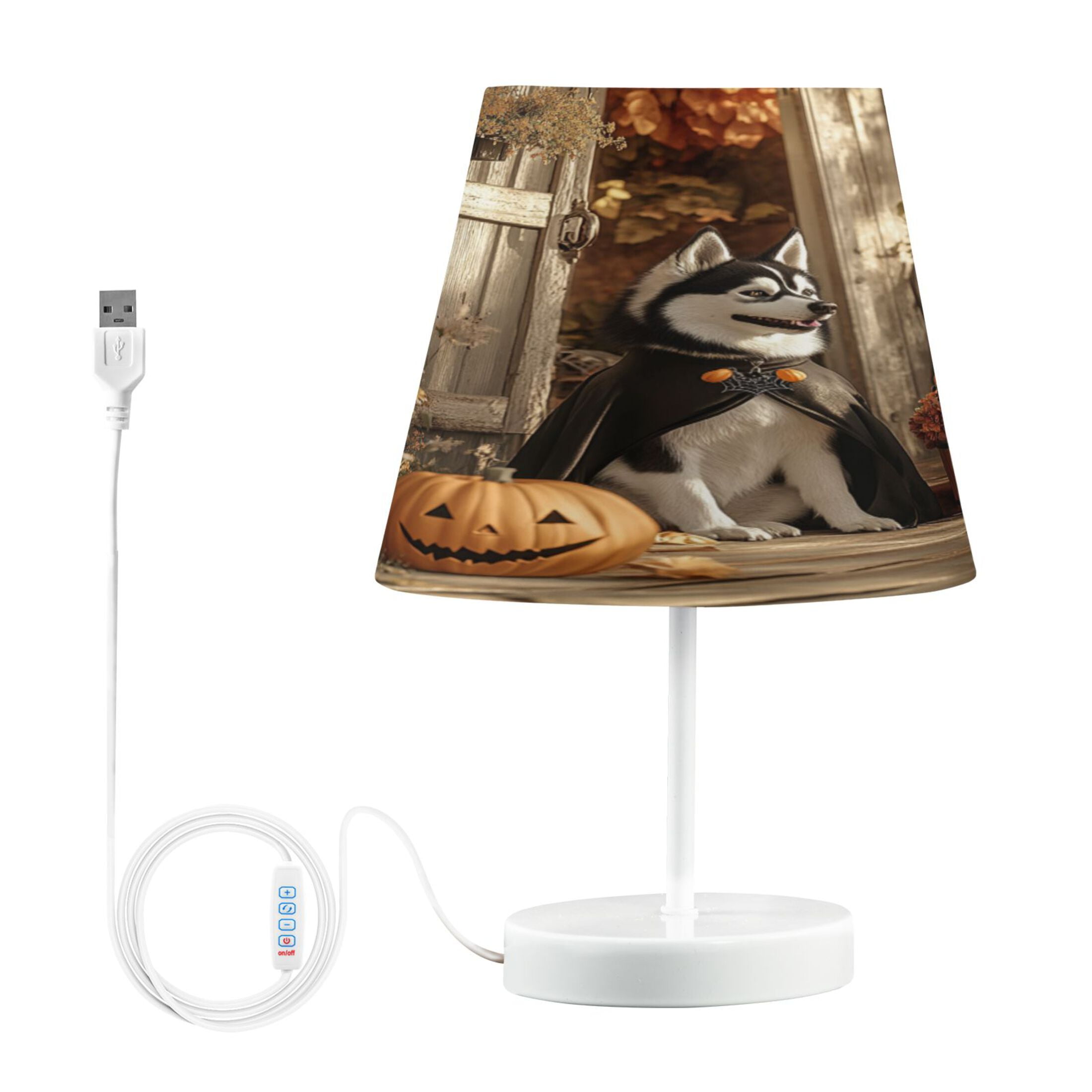 WOBOGO Hallowween Husky Table Lamps Bedroom 3-Speed Dimmable Farm Style ...