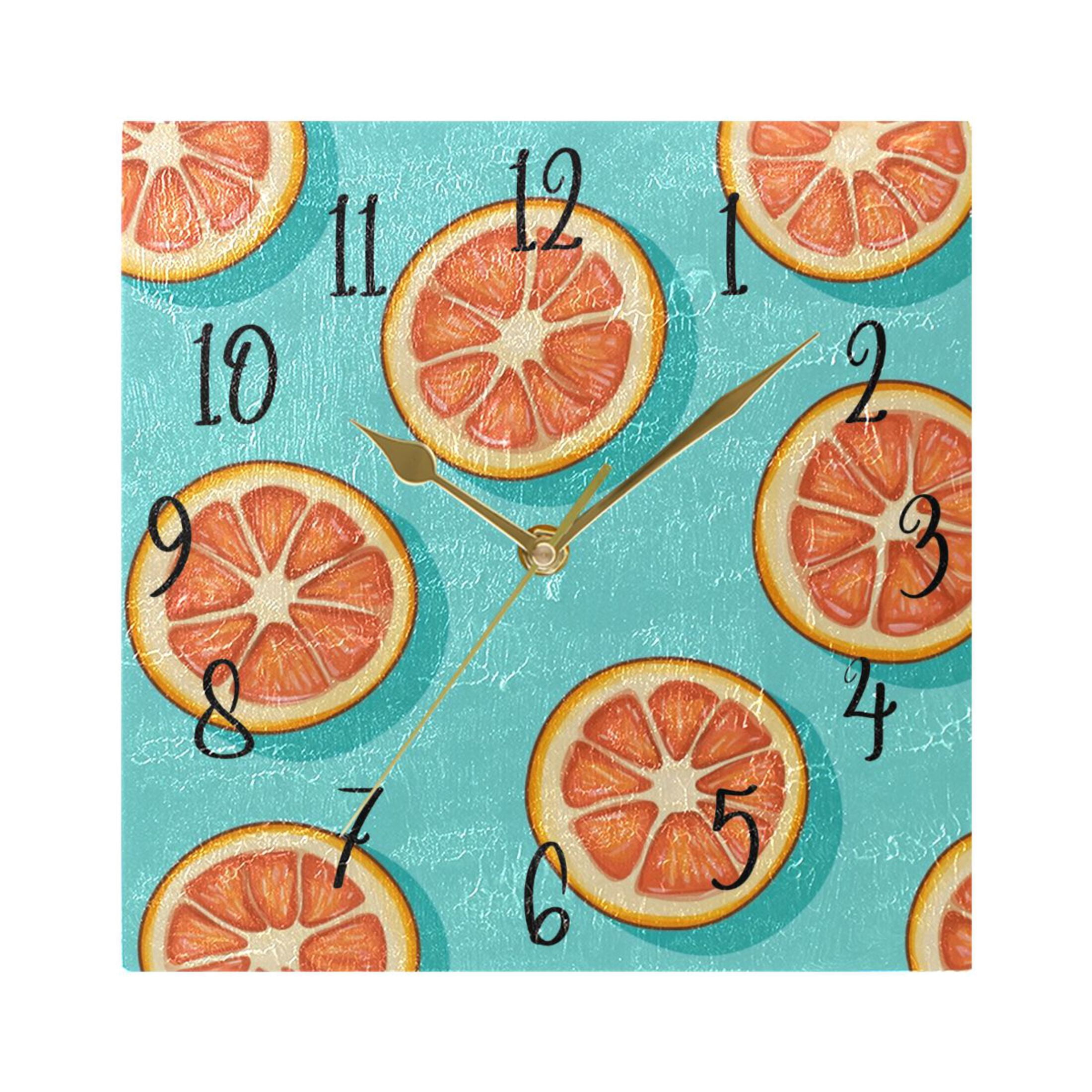 WOBOGO Halved Orange Pattern Wall Clock 7.78 Inch Battery Operated ...