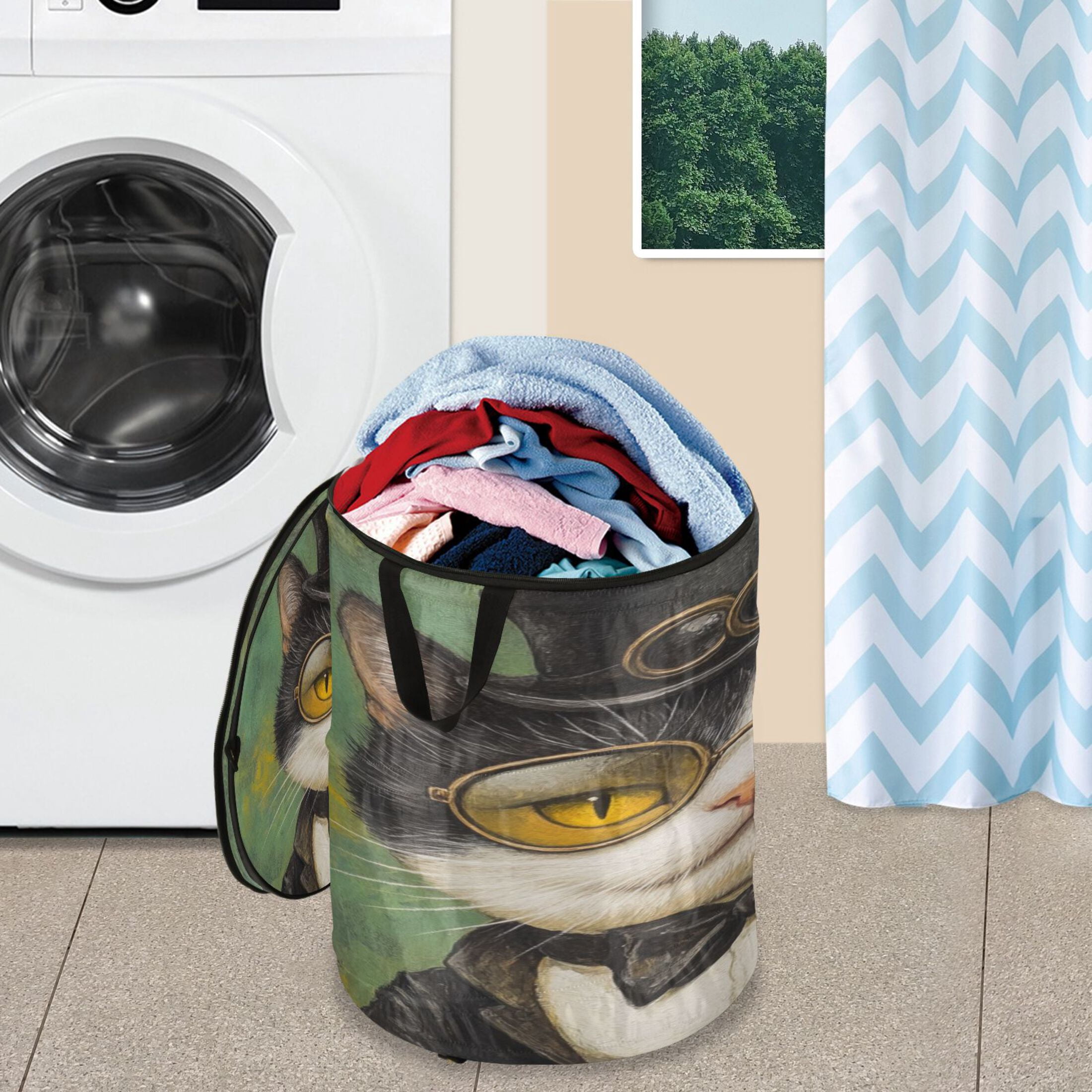 WOBOGO Handsome Milk Cow Cat Foldable Laundry Baskets with Carry Handle ...