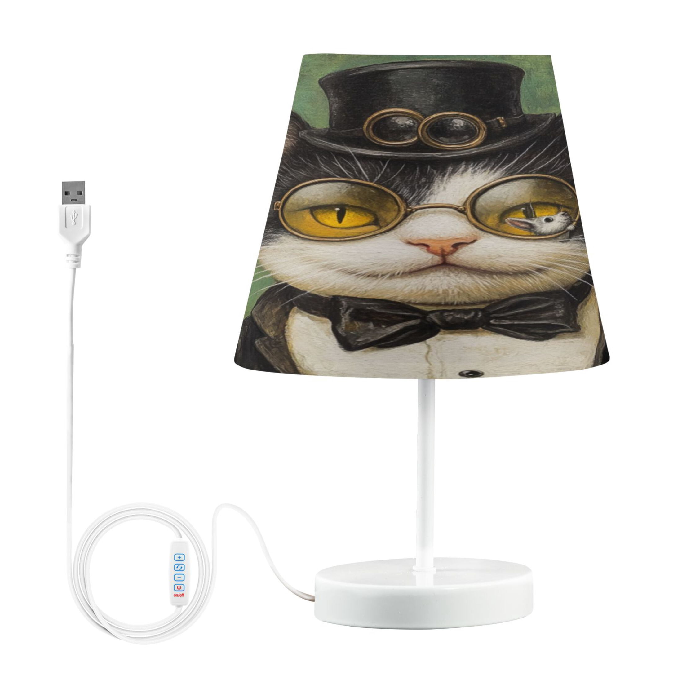 WOBOGO Handsome Milk Cow Cat Table Lamps Bedroom 3-Speed Dimmable Farm ...
