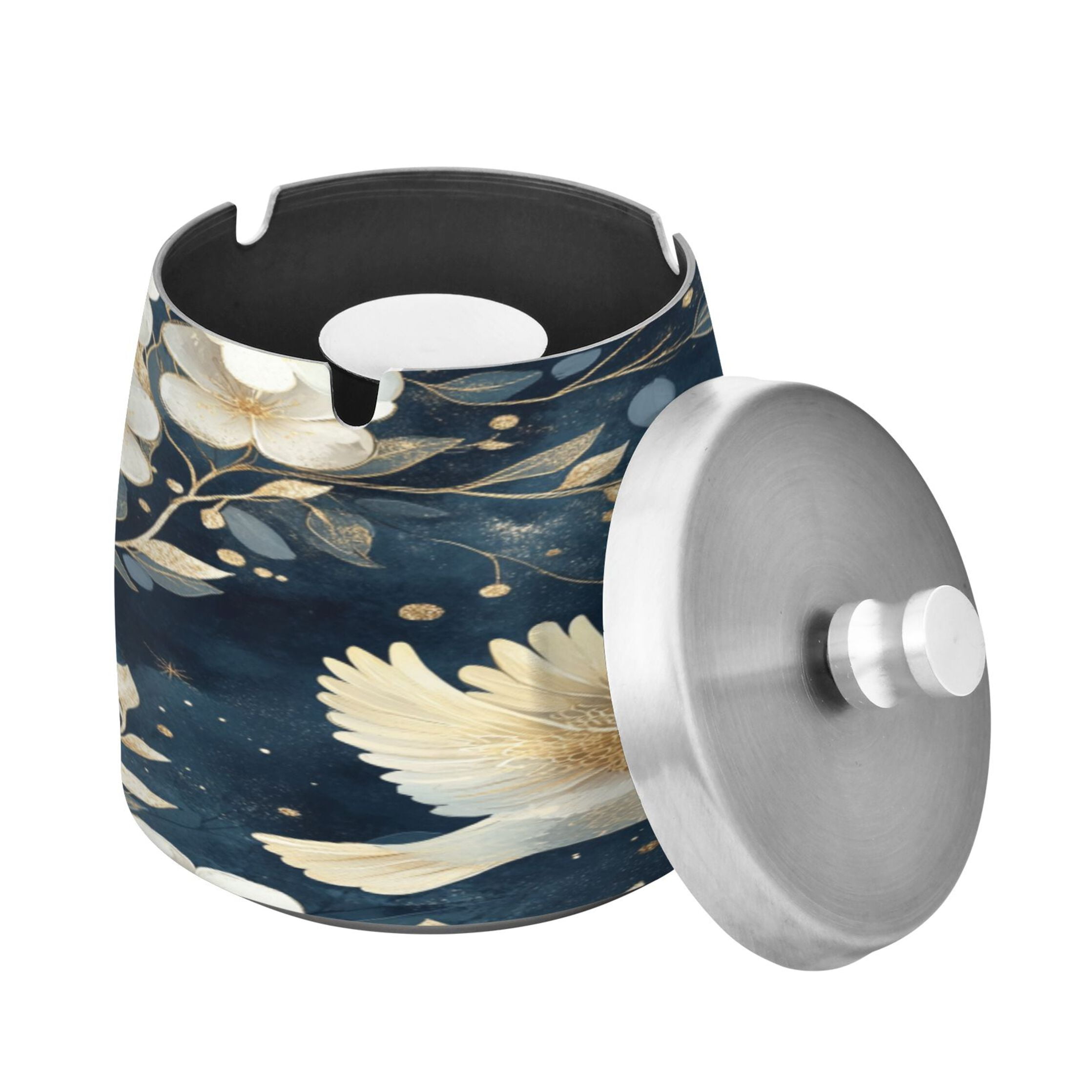 WOBOGO Happy Flying Birds Ashtray with Lid Stainless Steel Smokeless ...