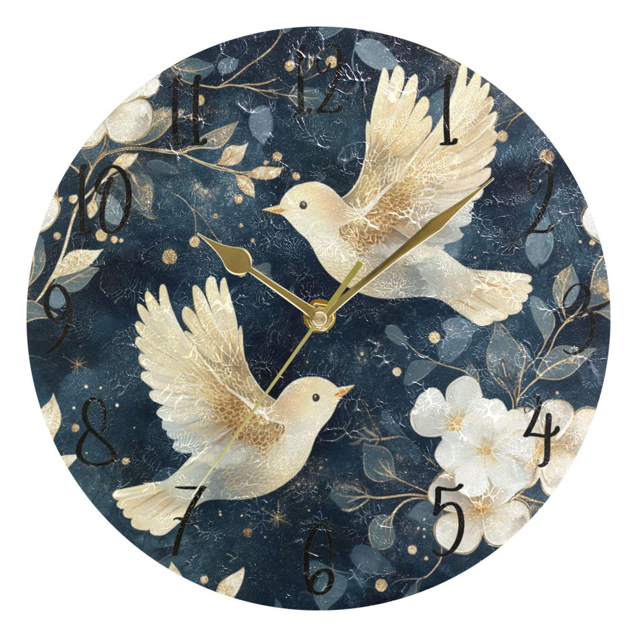 WOBOGO Happy Flying Birds Wall Clock 10in Silent Mechanism Battery ...