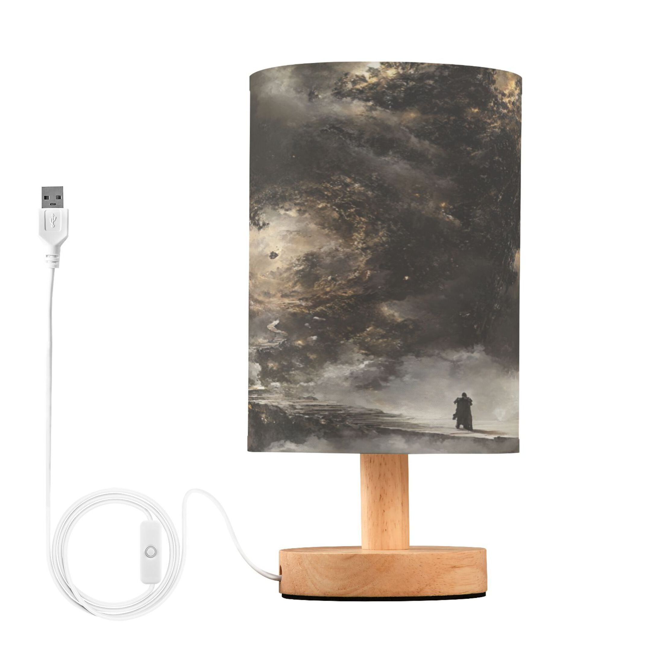 WOBOGO Heavenly Law Bedroom Table Lamp USB Power Connector Wooden Base ...