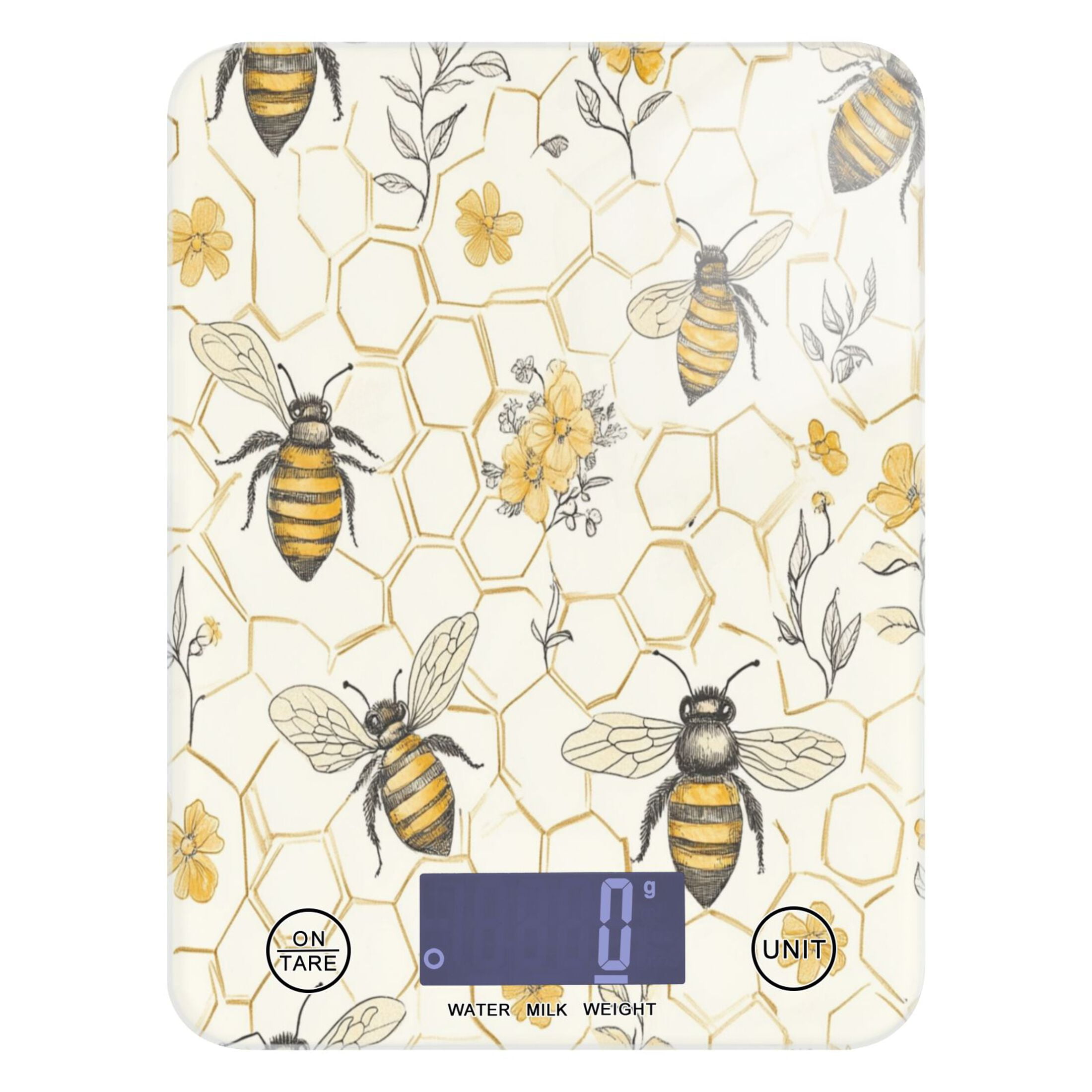 WOBOGO Honeycomb with Bees Pattern Kitchen Scale Digital Gram and Ounce ...
