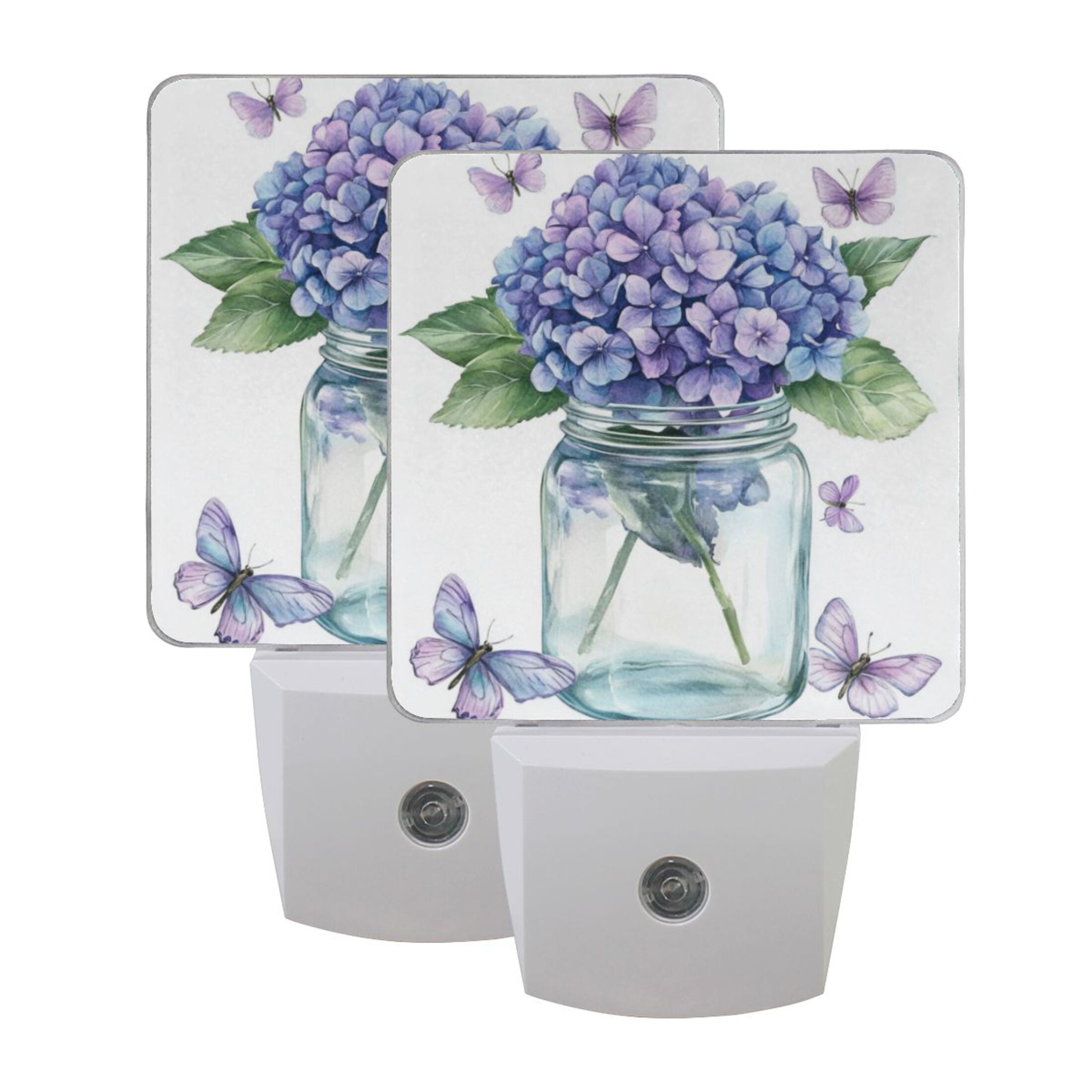 WOBOGO Hydrangea Vase LED Night Light 2 Pcs Set 0.5 Watt Wall Plug in ...