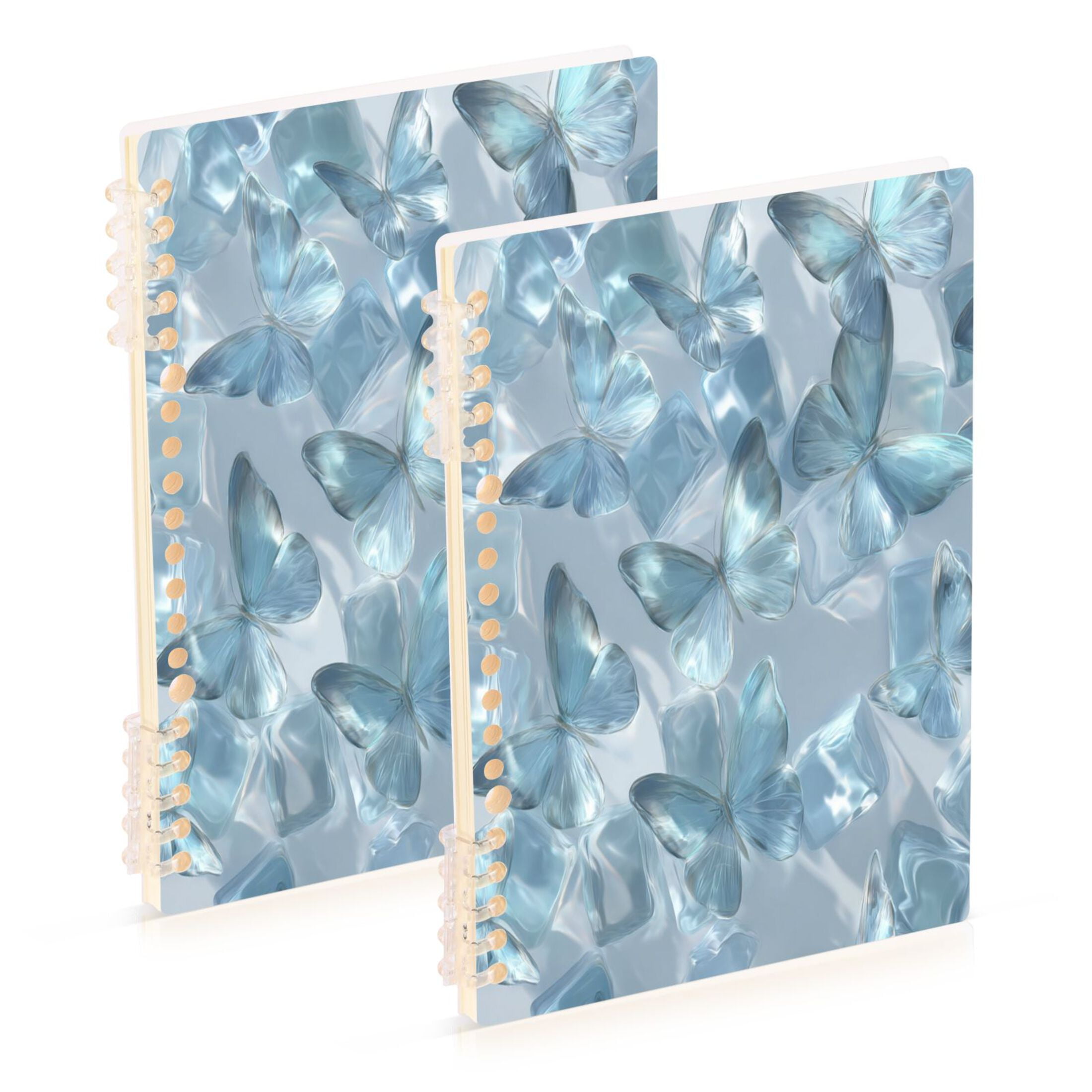 WOBOGO Ice Butterfly Notebook College Horizontal Grid Paper Ink Spill ...