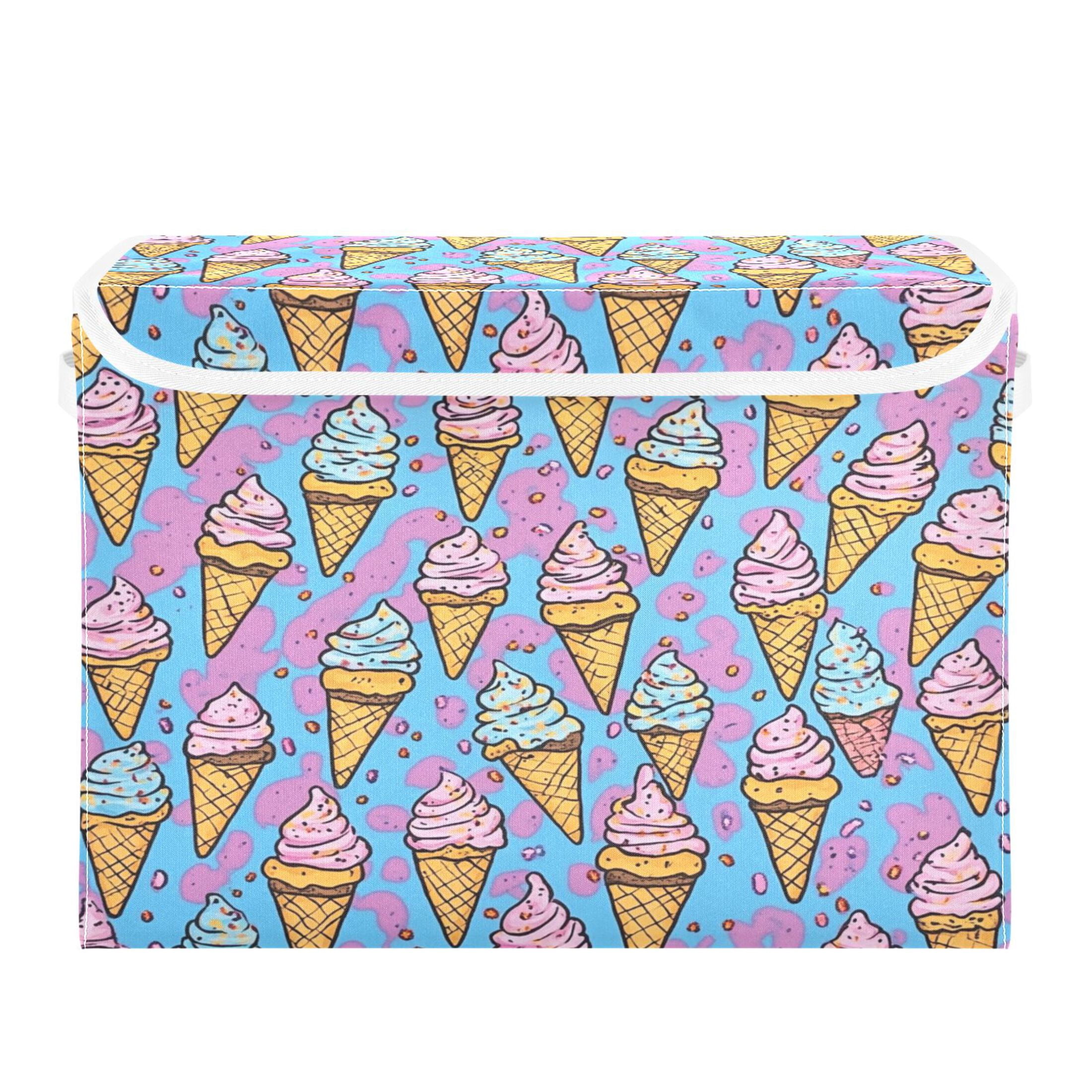 WOBOGO Ice Cream Cones Cartoon Patterns Large Collapsible Storage Box ...