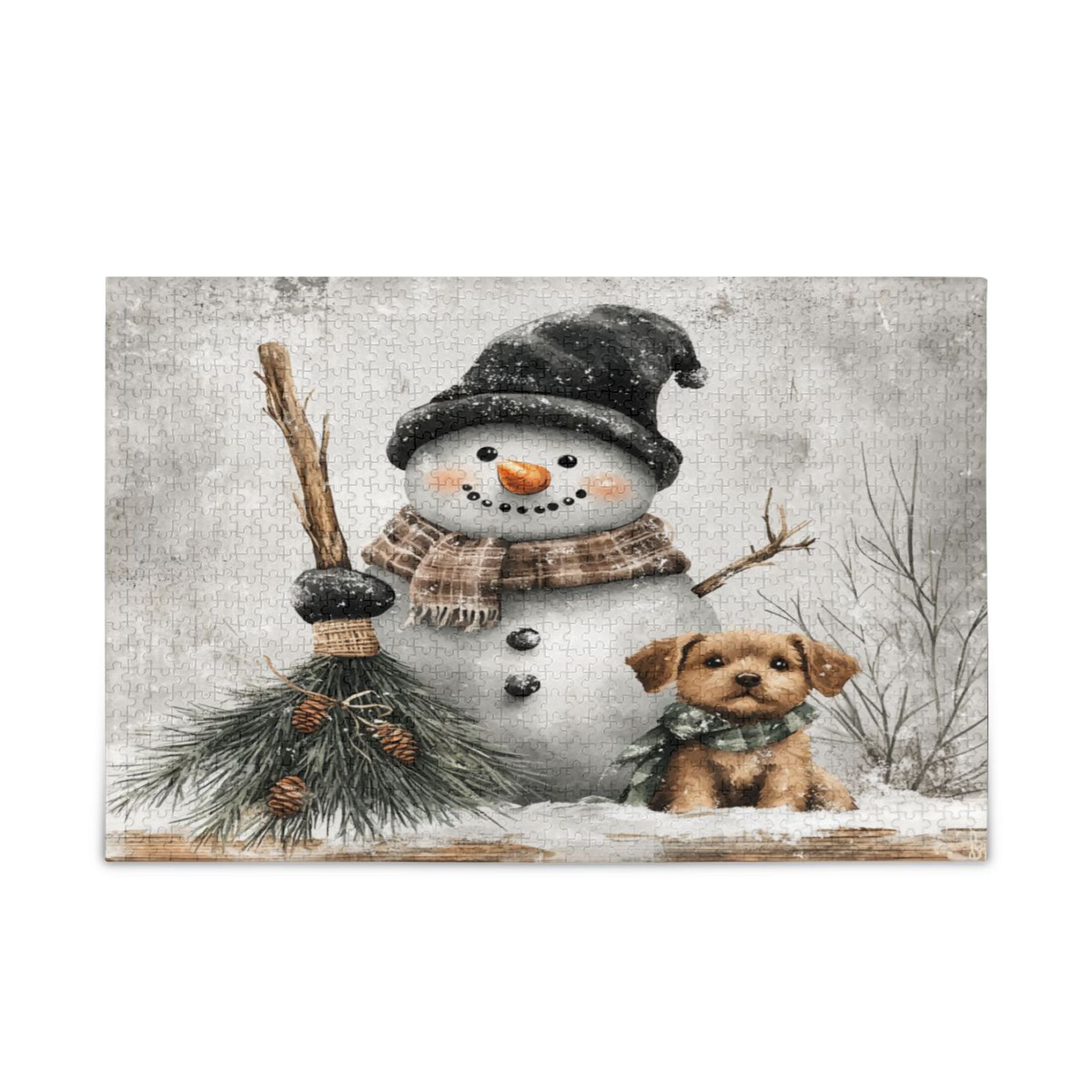 WOBOGO Illustrated Snowman and A Little Brown Dog Puzzle Challenge 500 ...