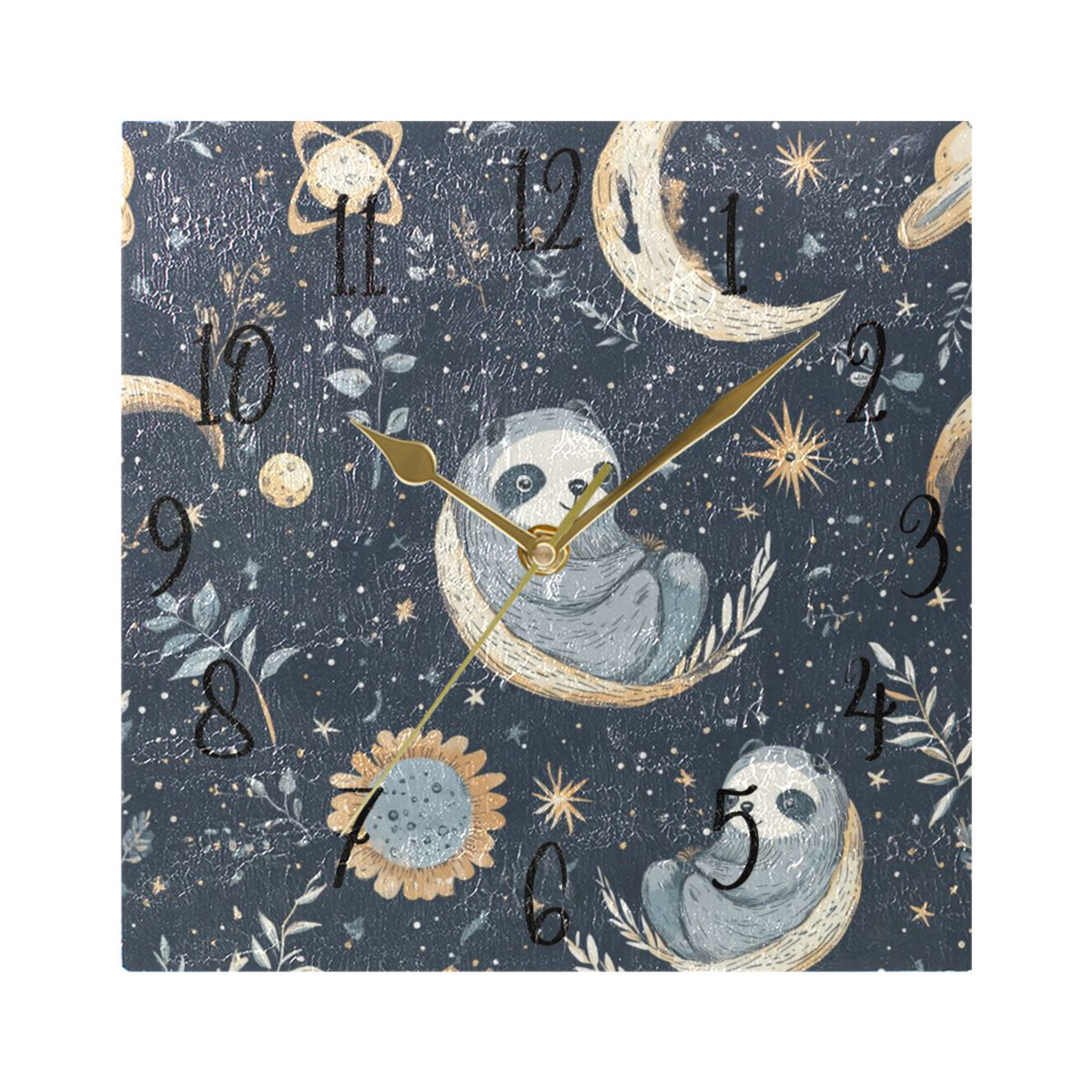 WOBOGO Illustration Of Cute Sloth in Space Wall Clock 7.78 Inch Battery ...