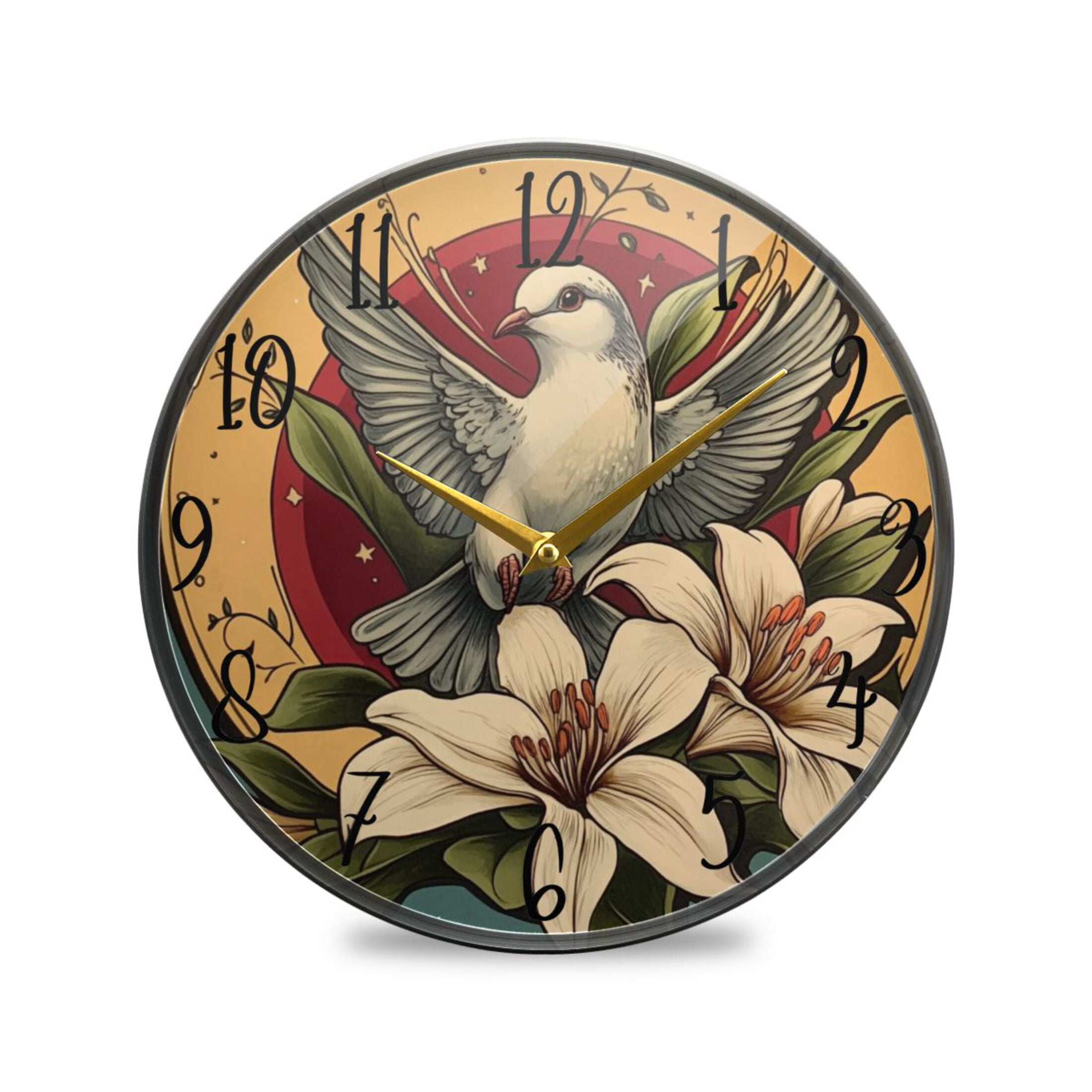 WOBOGO Illustration Of A Dove Of Peace with White Lily Acrylic Wall ...