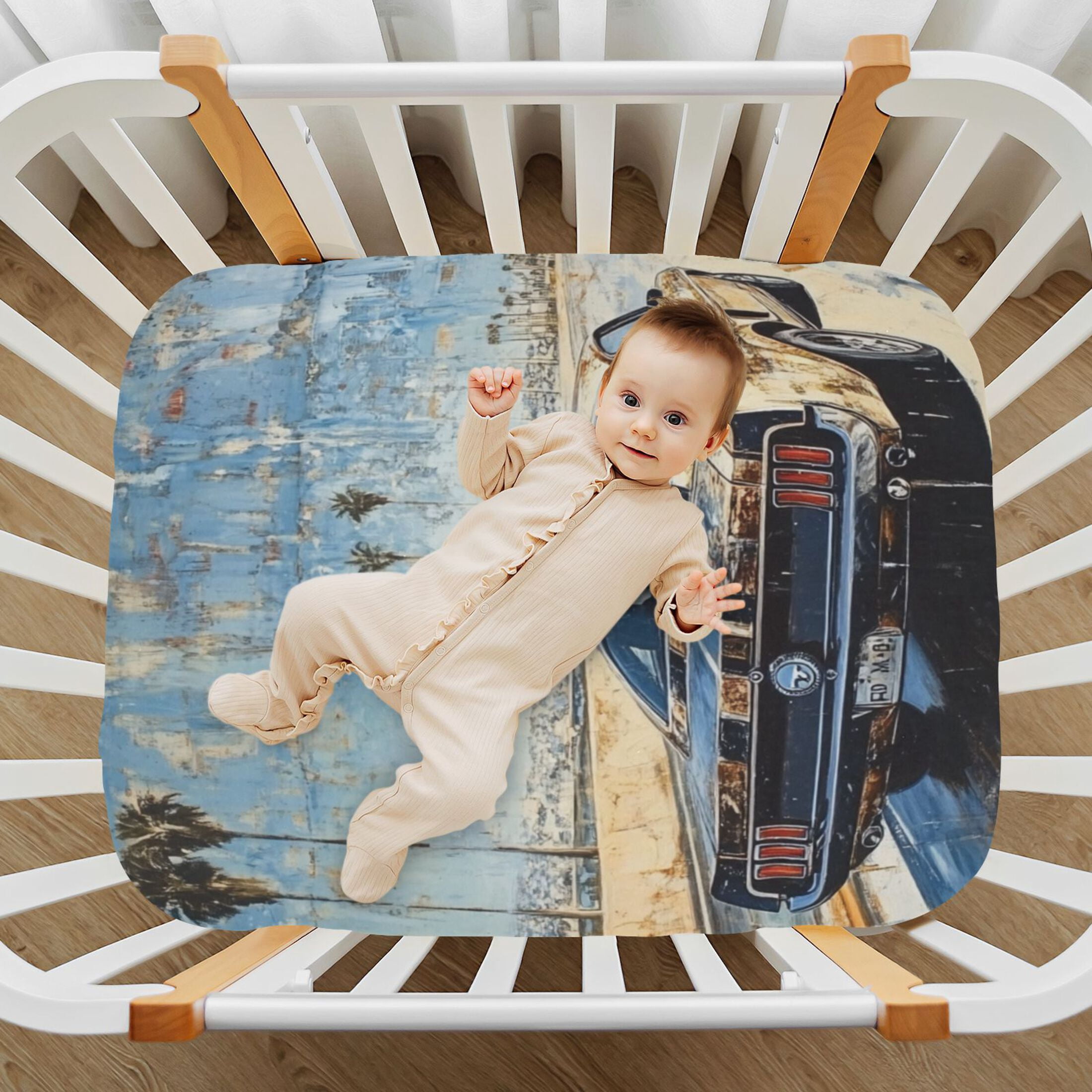 WOBOGO Illustration Of A Car on The Highway Baby Crib Sheets Super Soft ...
