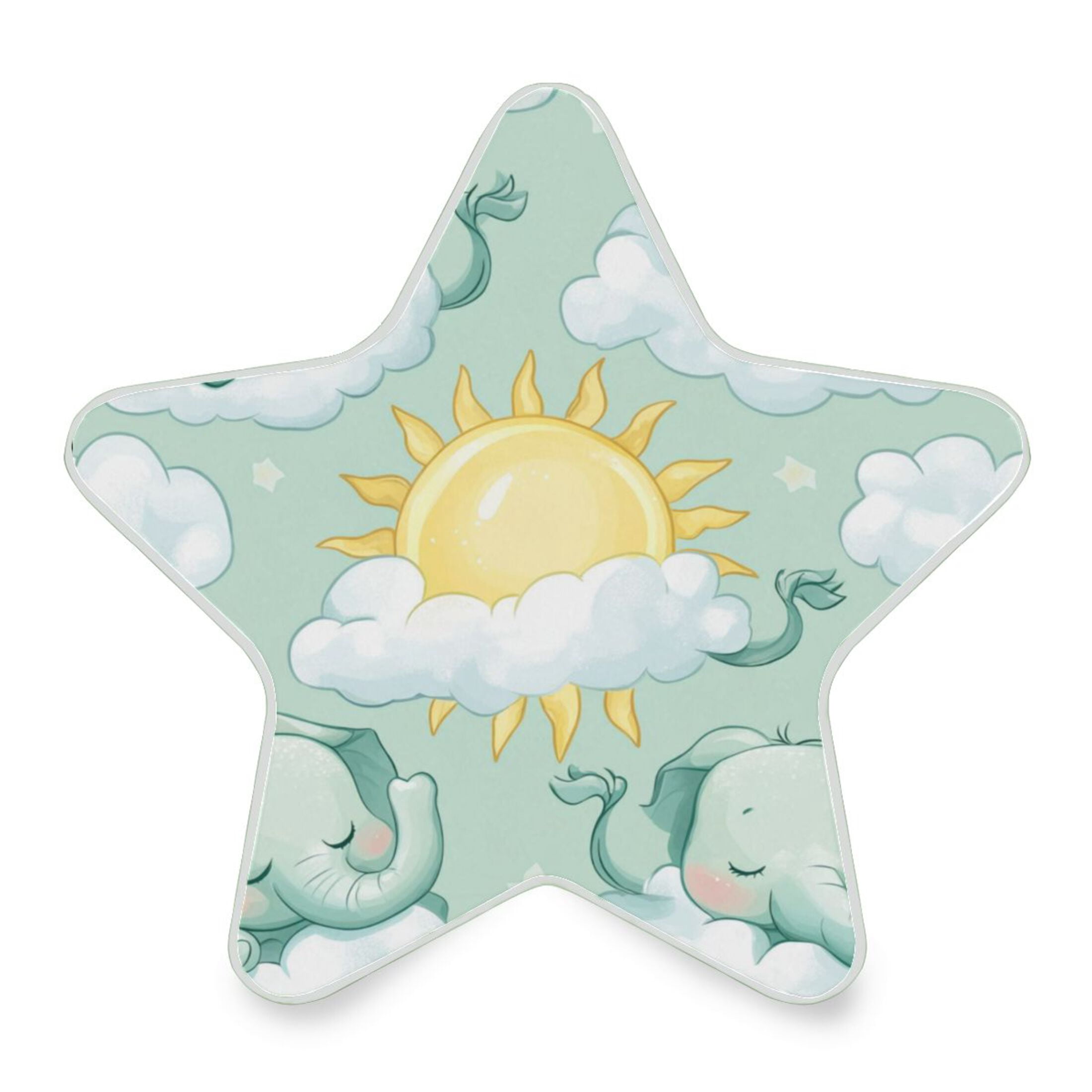 WOBOGO Illustration Of Cartoon Sleeping Baby Elephants LED Star Night ...