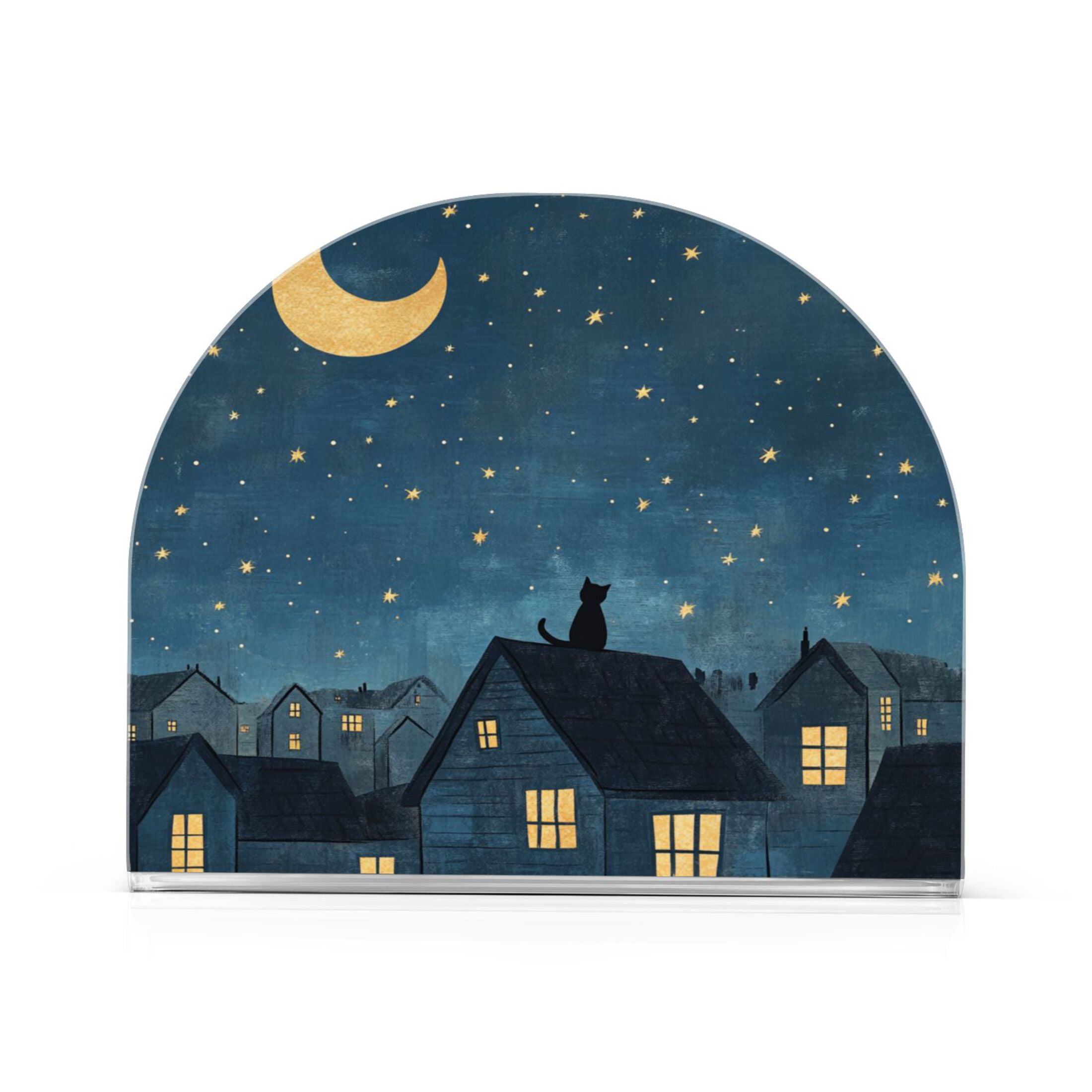 WOBOGO Illustration Of Cat Sitting on Roof Clear Acrylic Napkin Holder ...