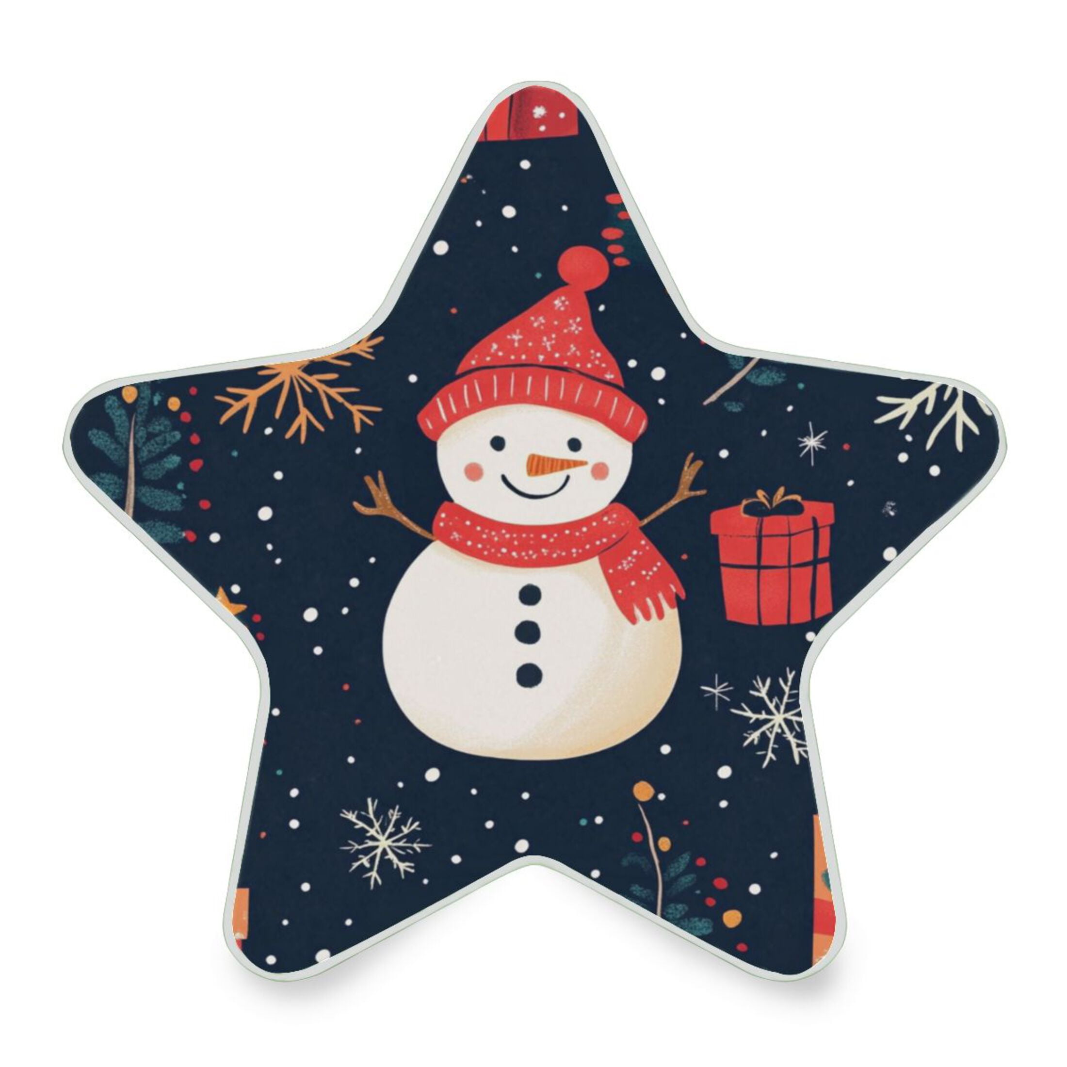 WOBOGO Illustration Of Christmas Snowman and Trees LED Star Night Light ...
